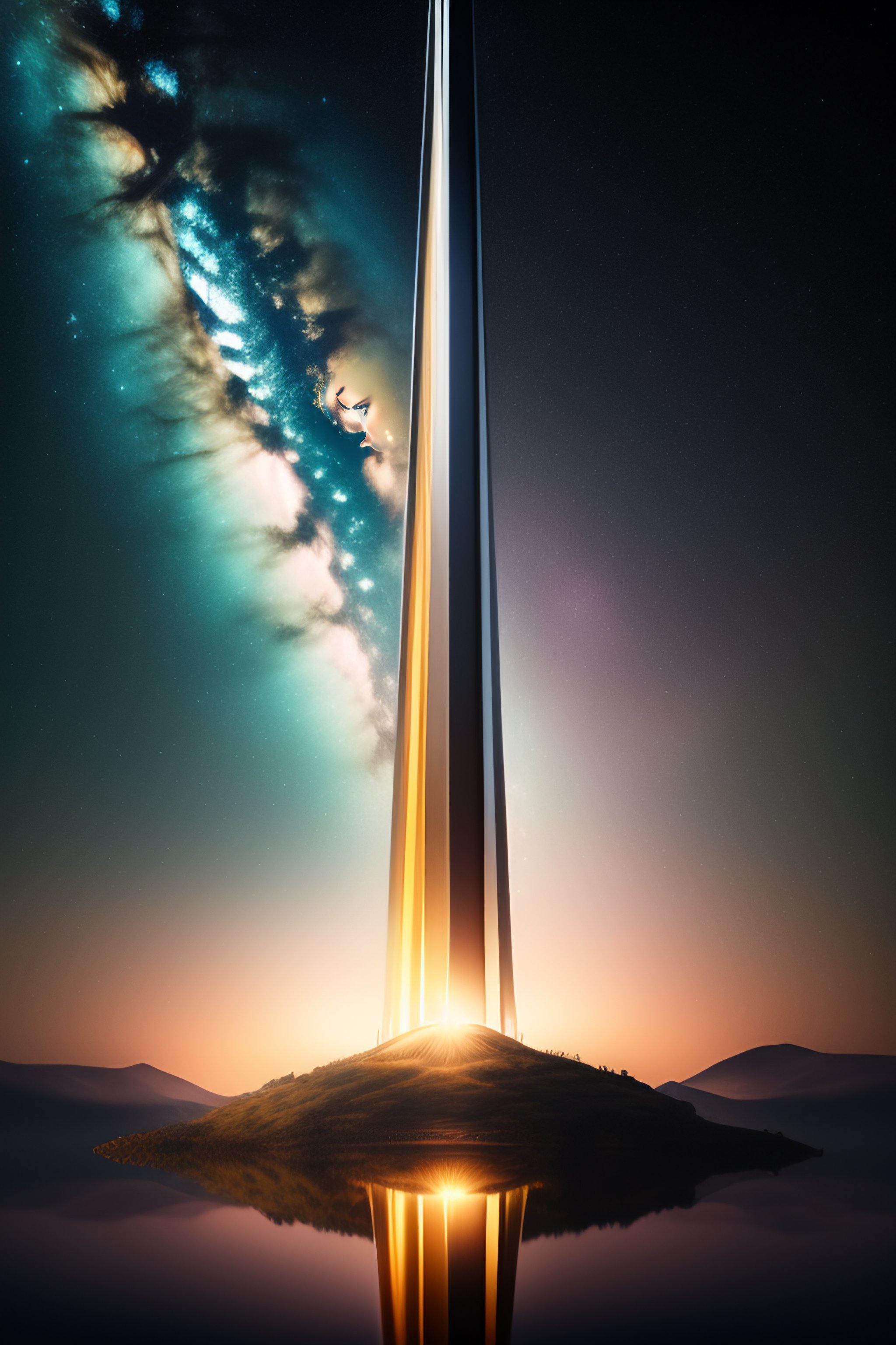 Lexica - Tall staff with starlight on top, photograph