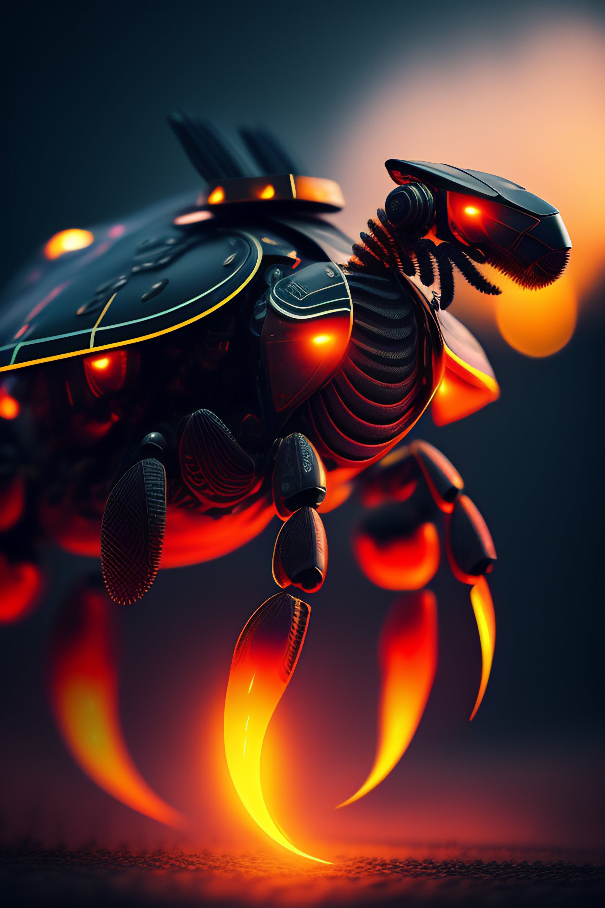 Lexica - Scorpion army robot, neon light , 8k, armour, dangerous, ultra ...