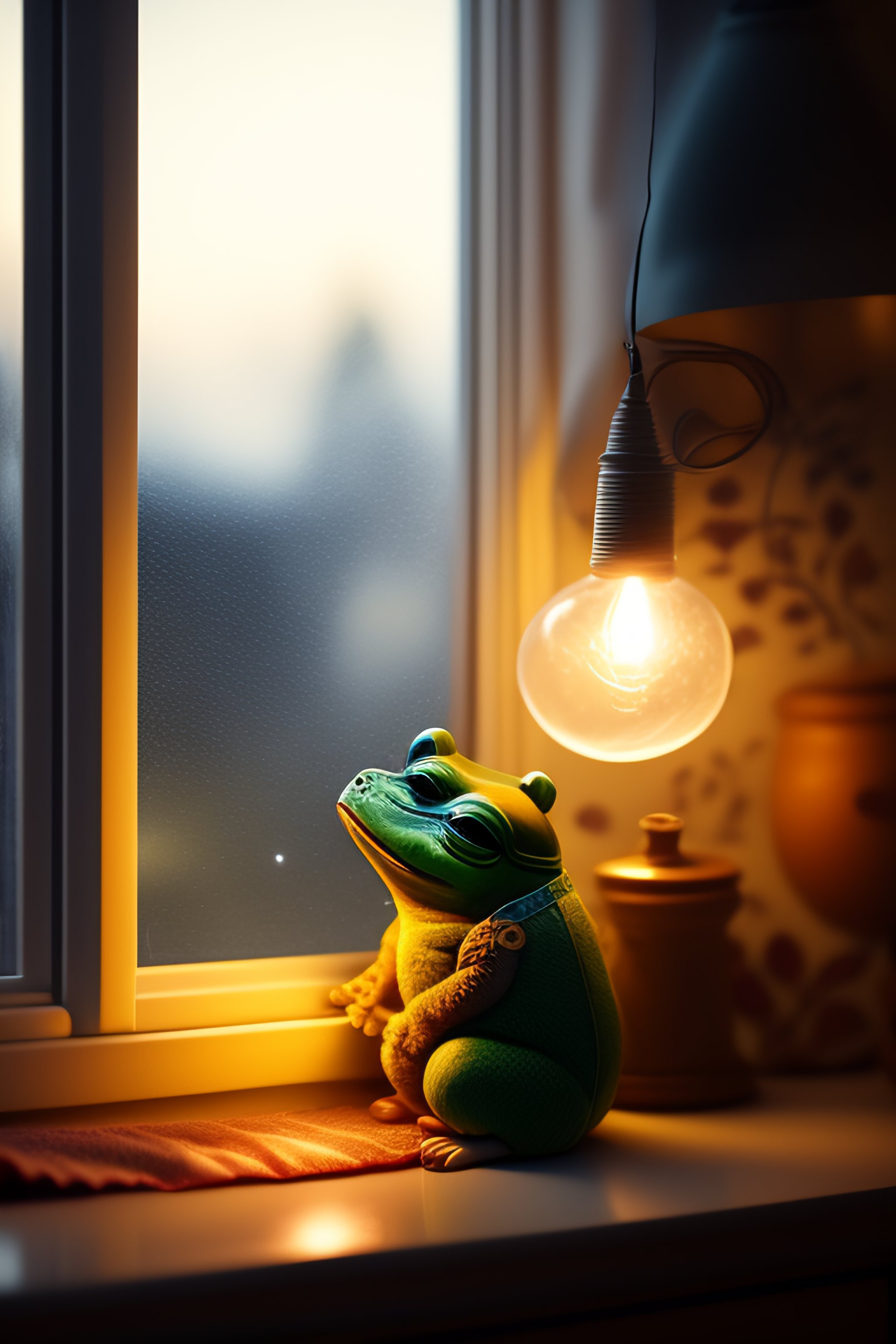 Lexica - An exhausted pepe the frog in his studio sewing at his sewing ...