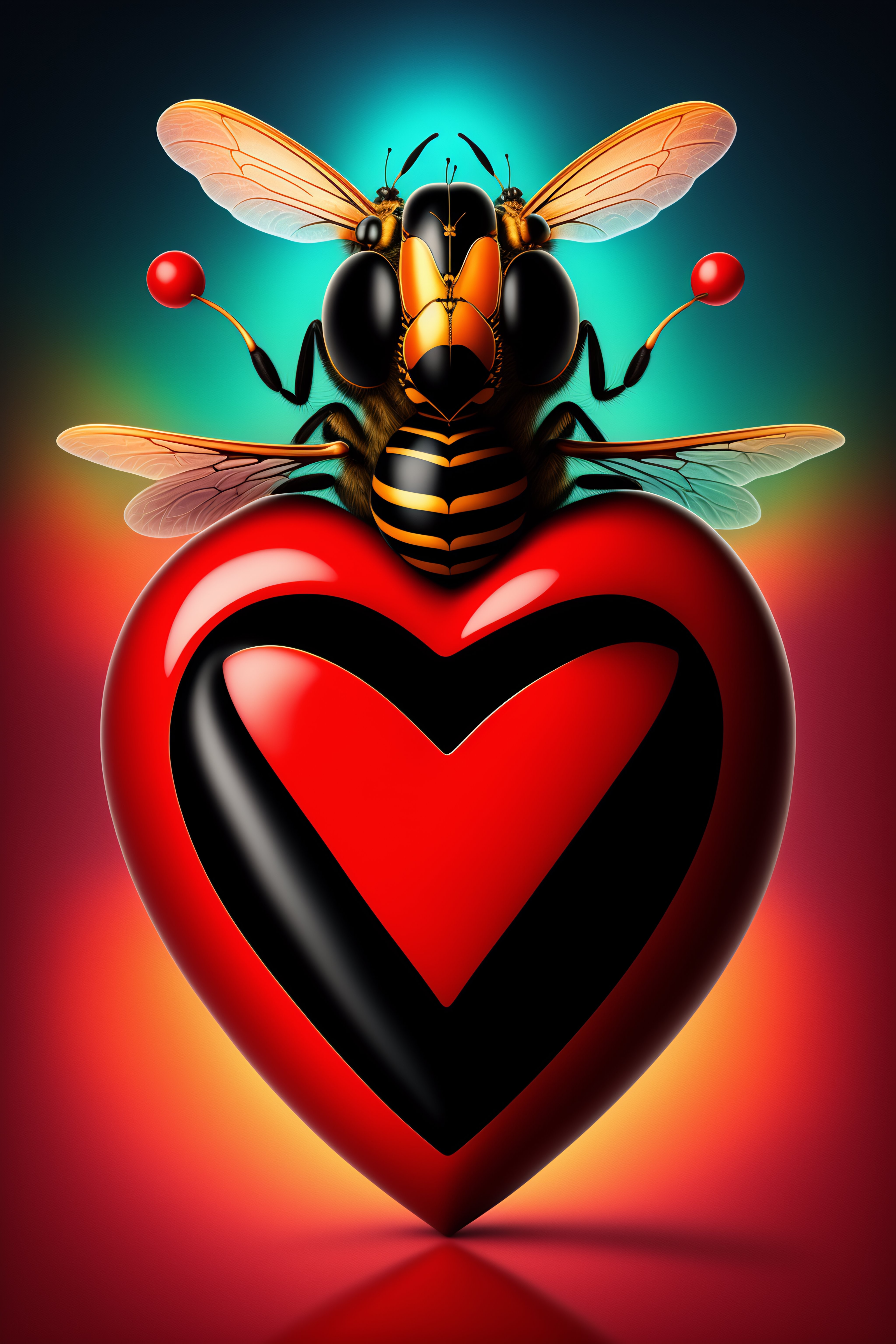 Lexica - Wasp, belly in the form of a red heart, purposeful, collected ...