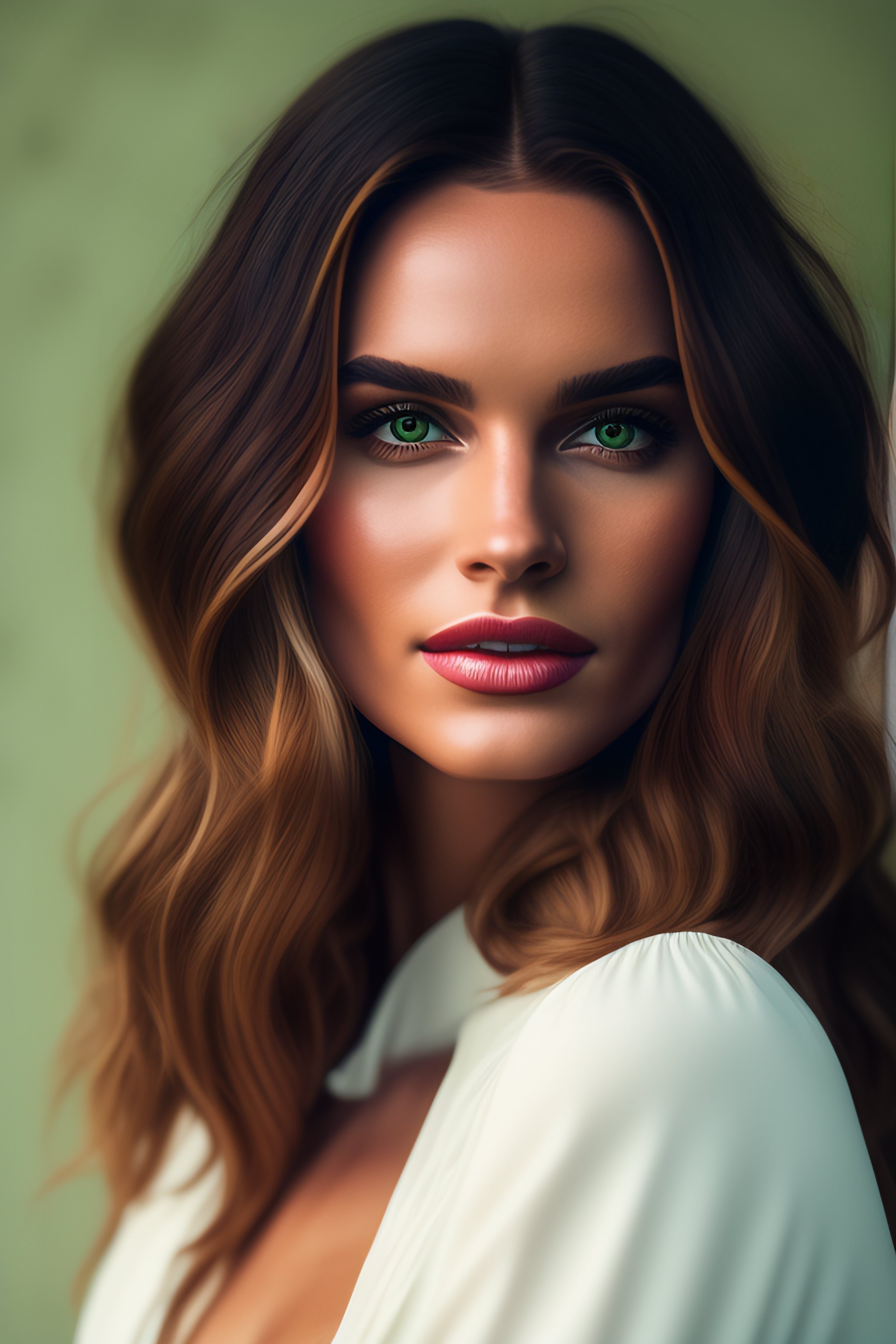 Lexica - A portrait of a beautiful brune caucasian woman with very ...