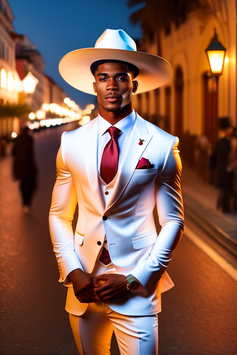 Lexica - Beautiful mulatto brazilian man wearing white suit and red tie ...