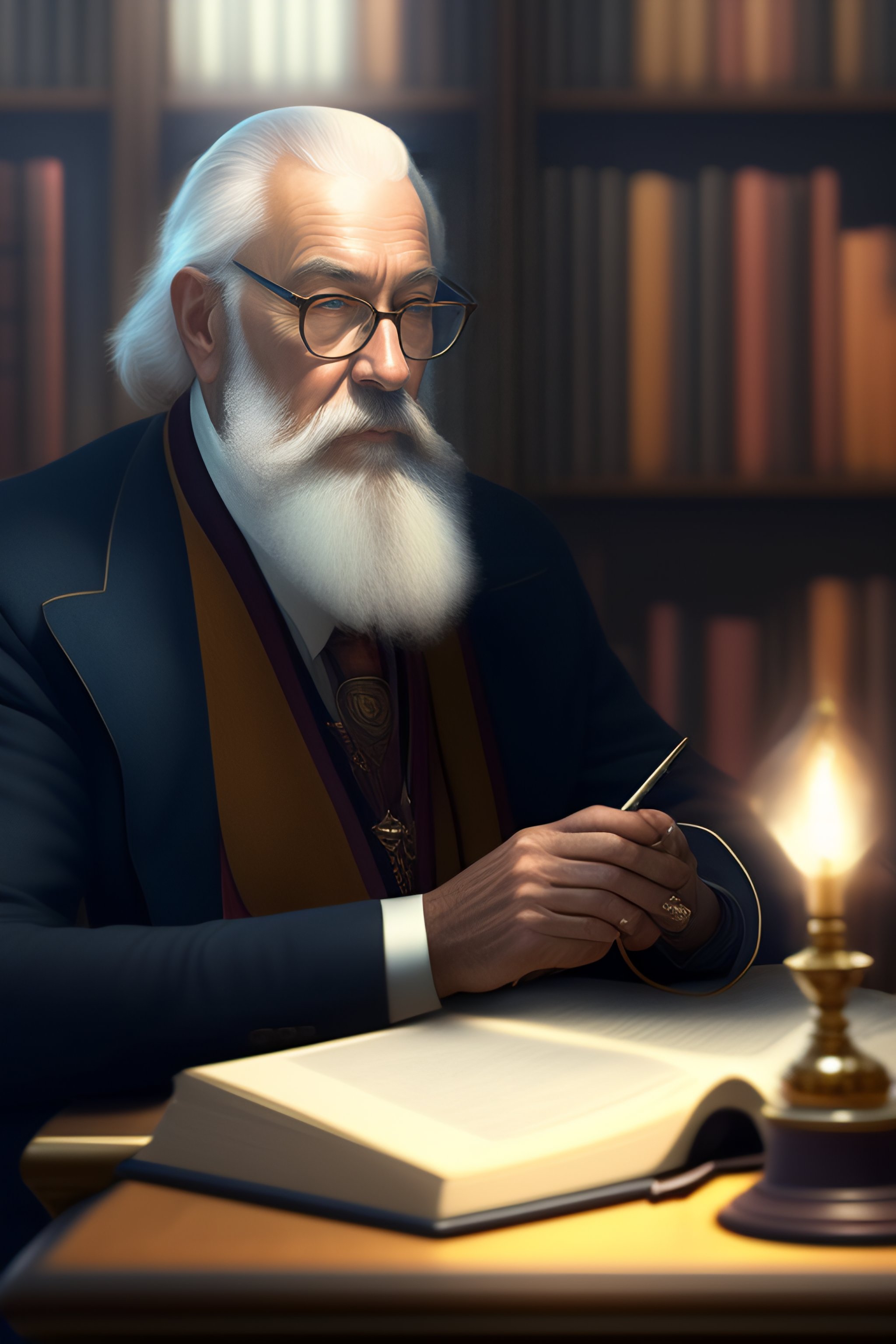 Lexica - Portrait of an old wizard with long beard and round glasses ...
