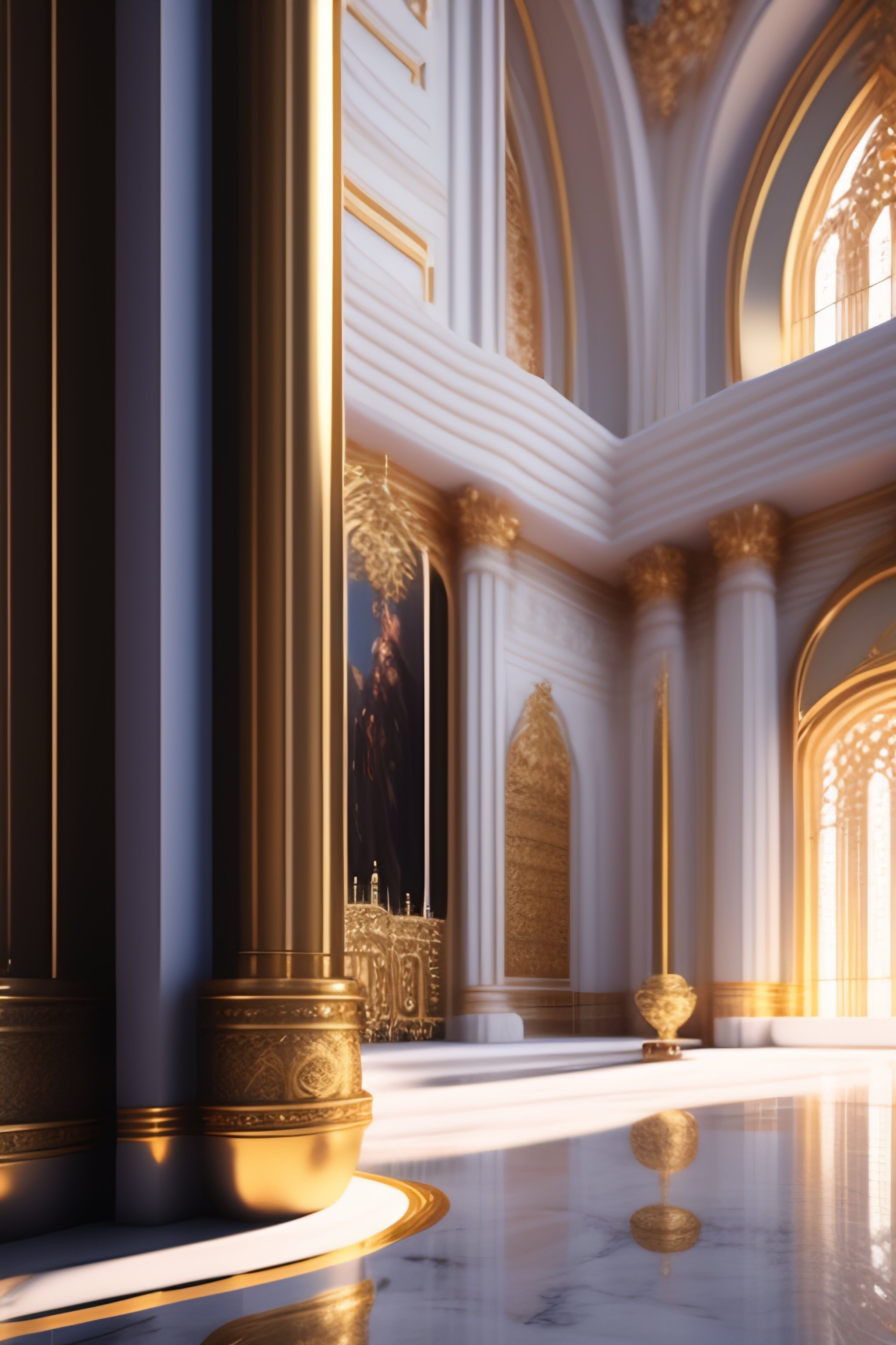 Lexica - Wide angle shot of Beautiful fantasy throne room made from ...