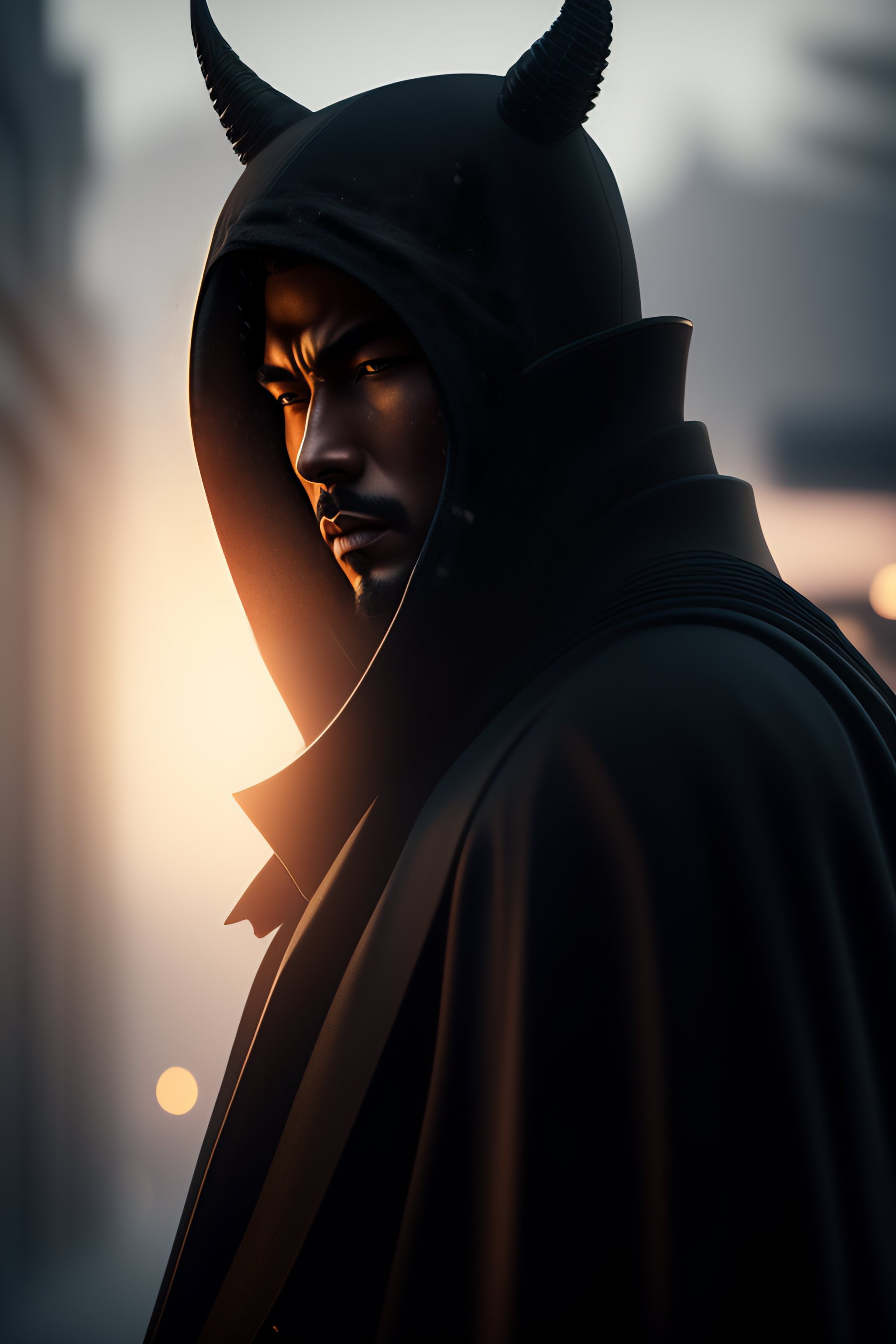 Lexica - Man with demon mask and black overcoat, ultra detailded, 4k ...