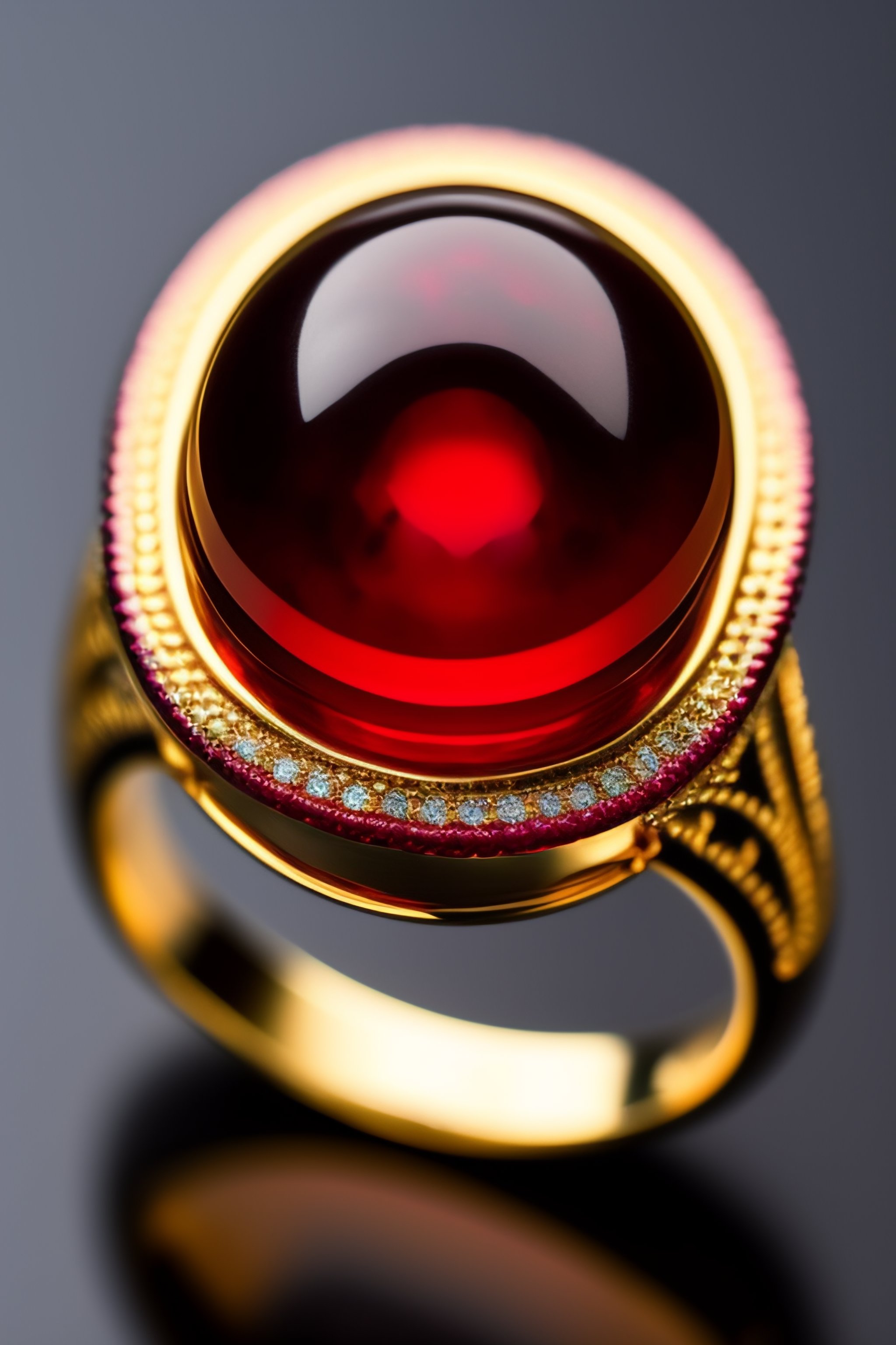 Lexica - Beautiful old ring with large shiny red stone