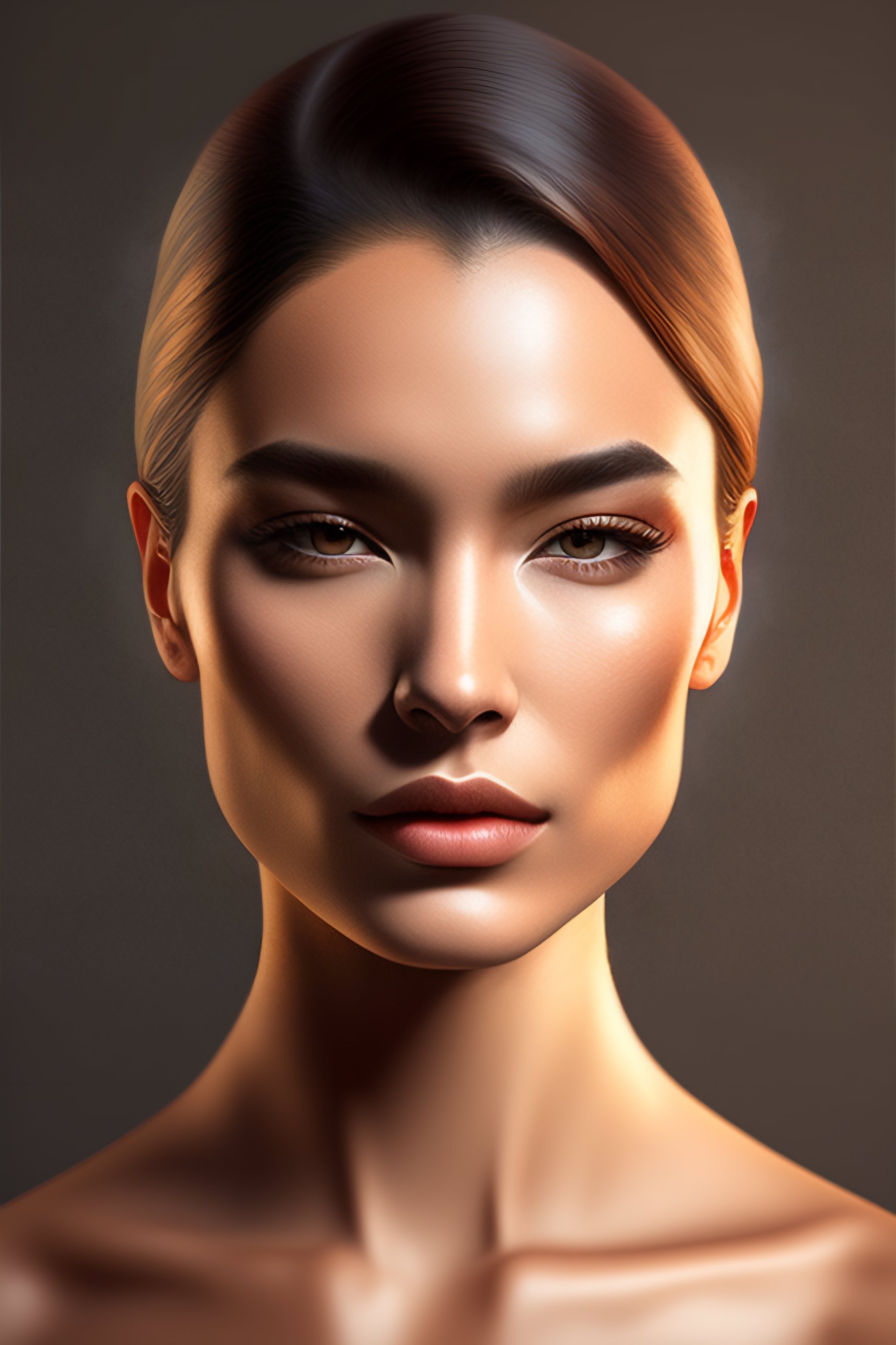Lexica - Advanced human face without nose in future digital art