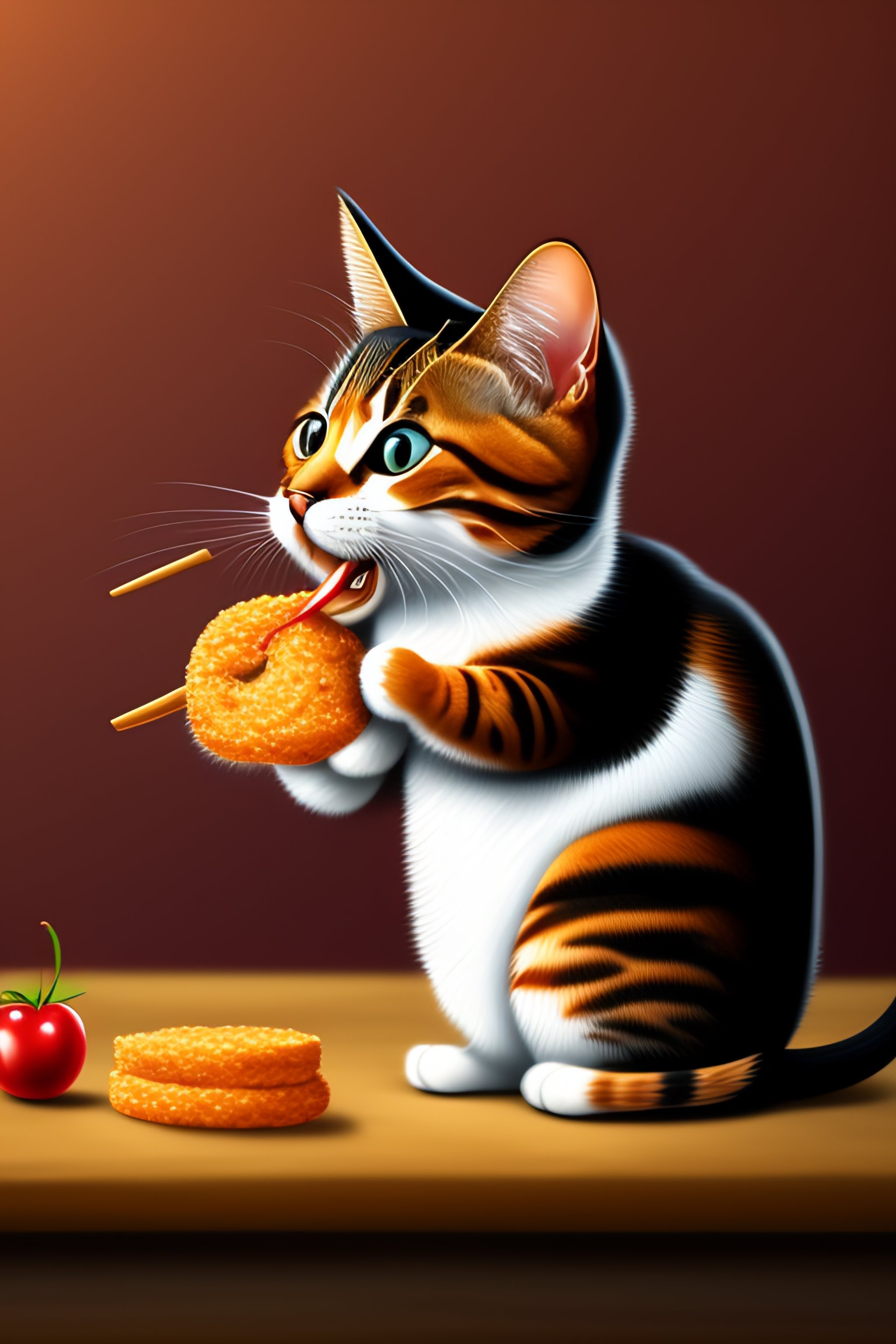 Lexica - Cartoon of a cat eating a mouse