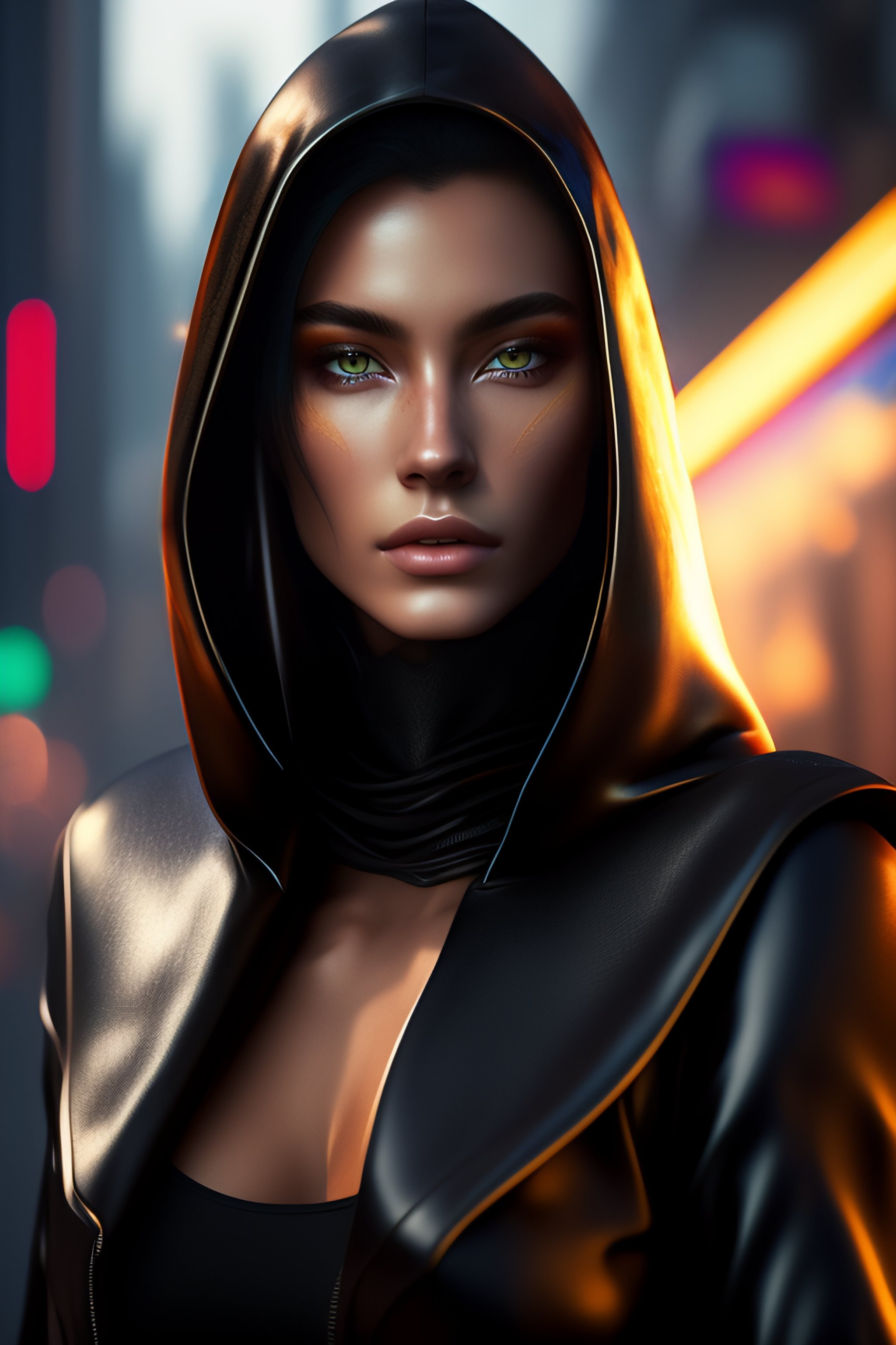 Lexica - Ultra realistic photography of a cyberpunk female with chrome ...