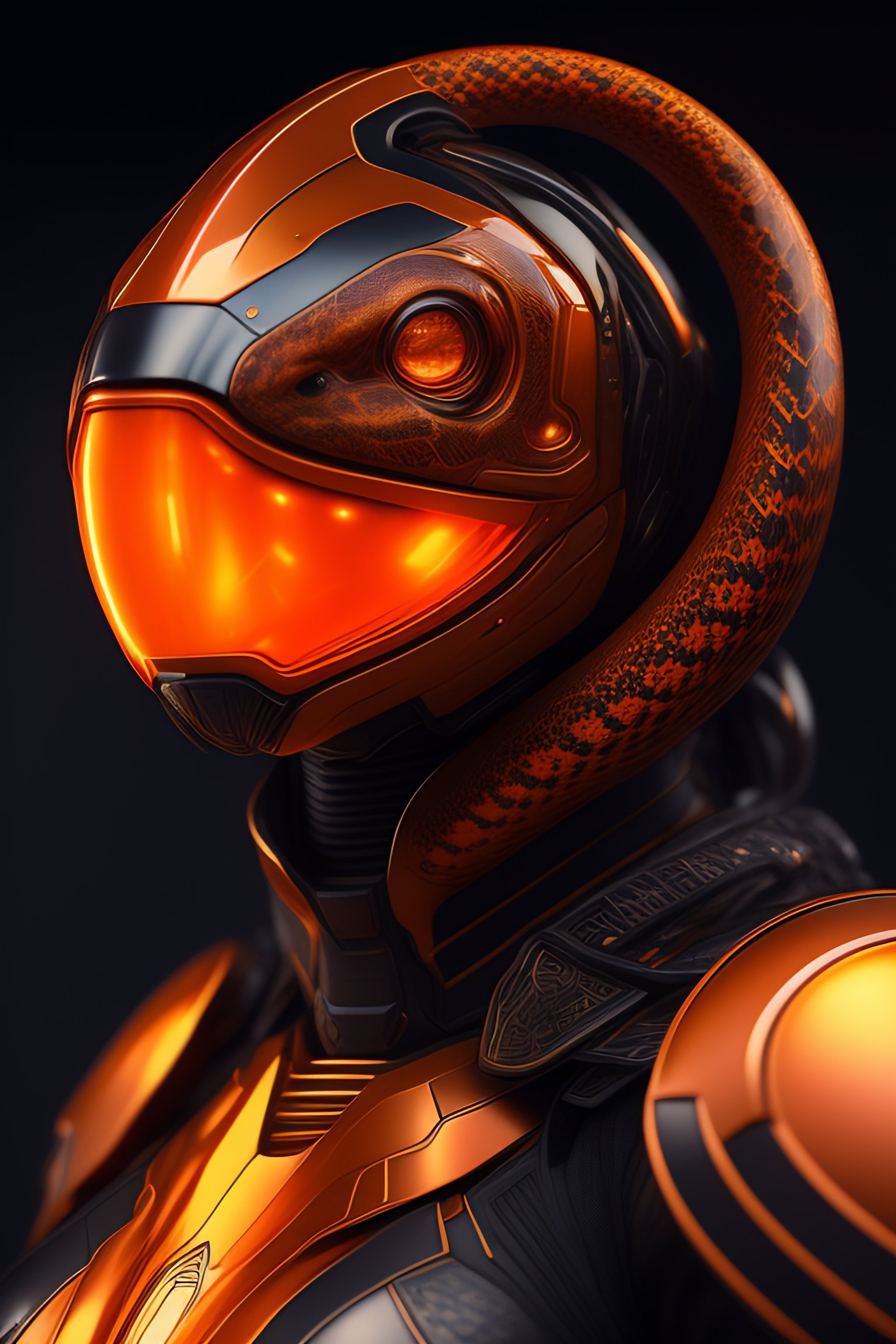 Lexica - Portrait of a cybernetic orange snake a spiritual full body ...