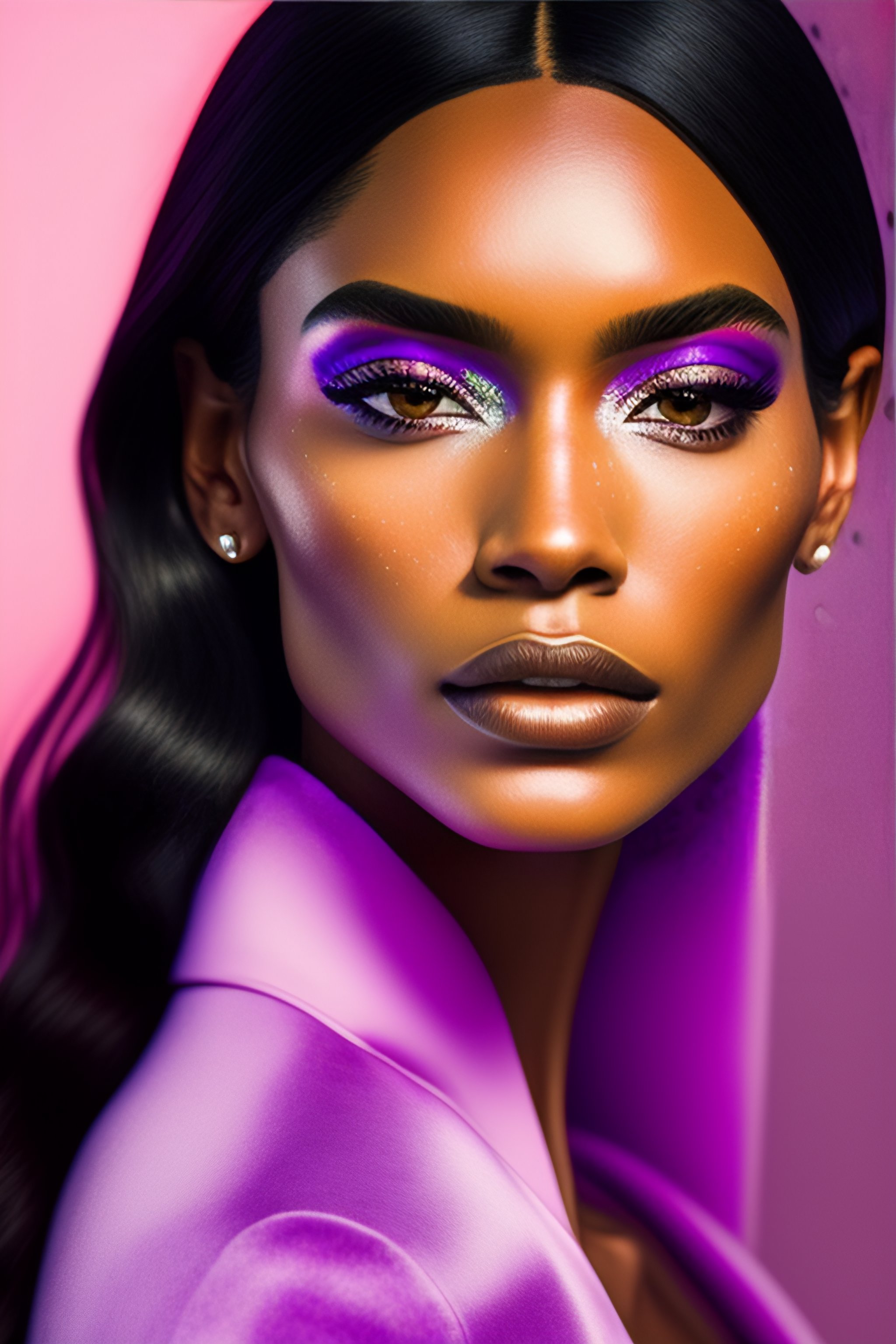 Lexica - A photo close-up of a beautiful black haired woman with light ...