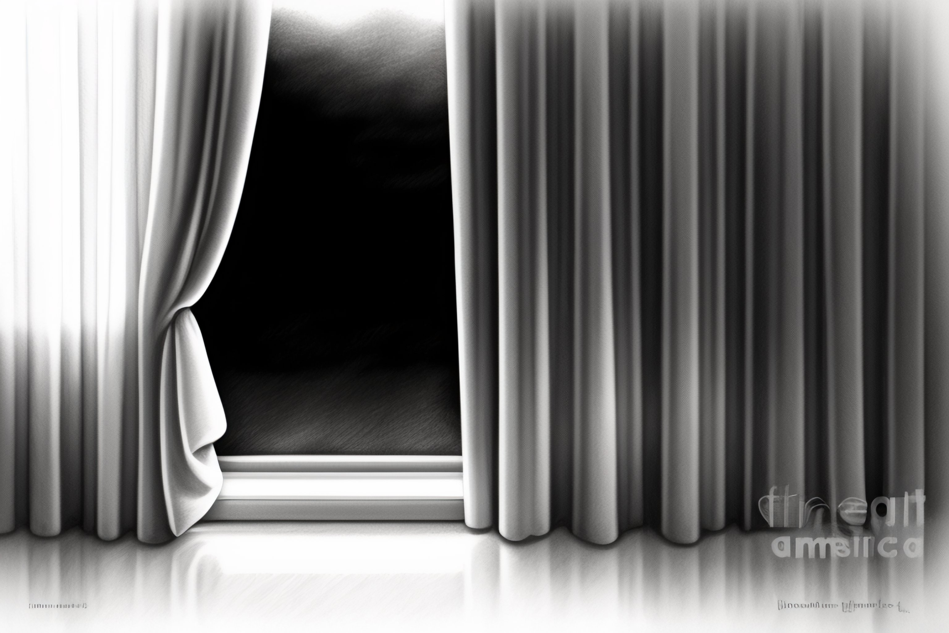 Lexica - Pencil sketch white curtains