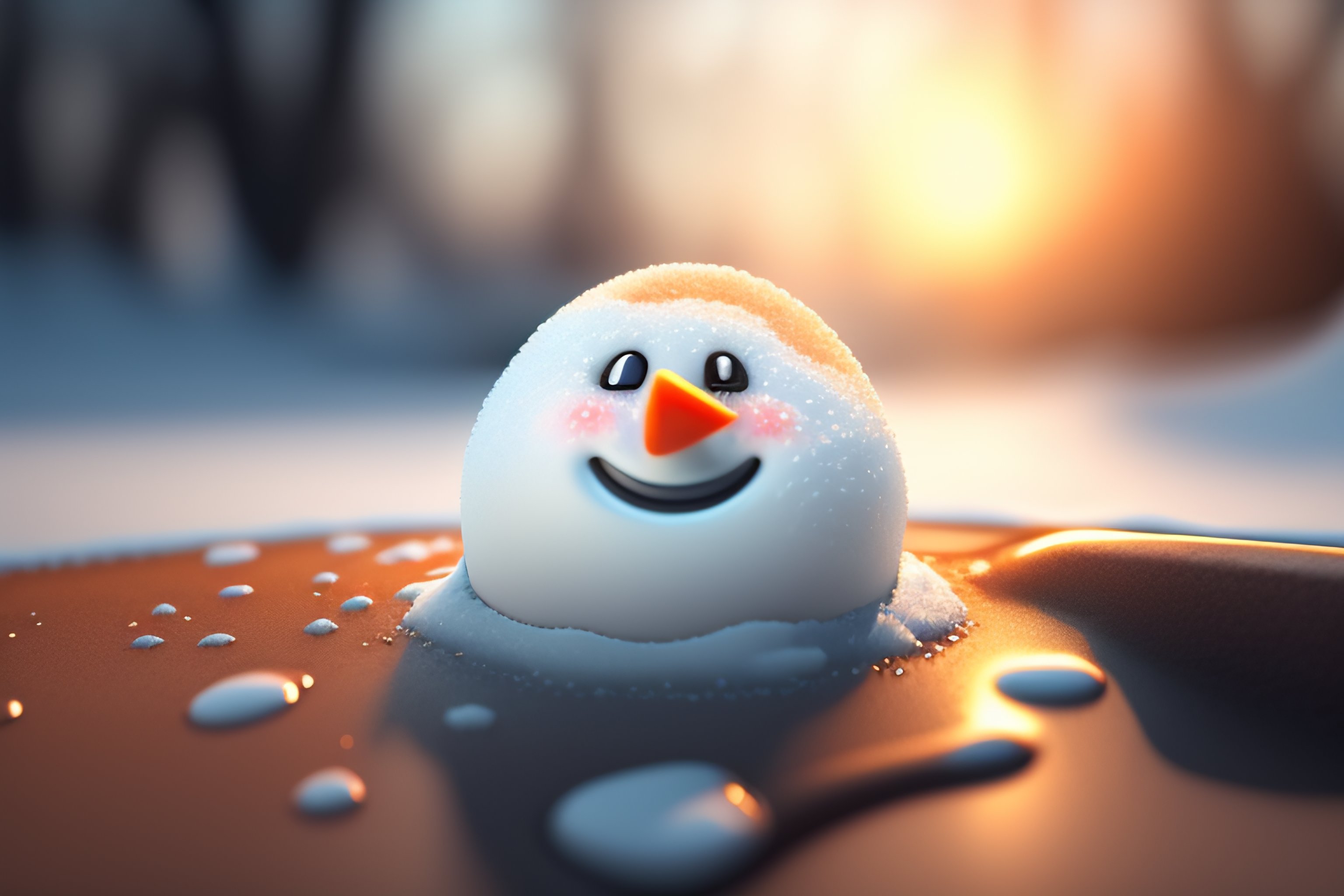 Lexica - Despair, sad, frowning sad melting snowman under the sun ...