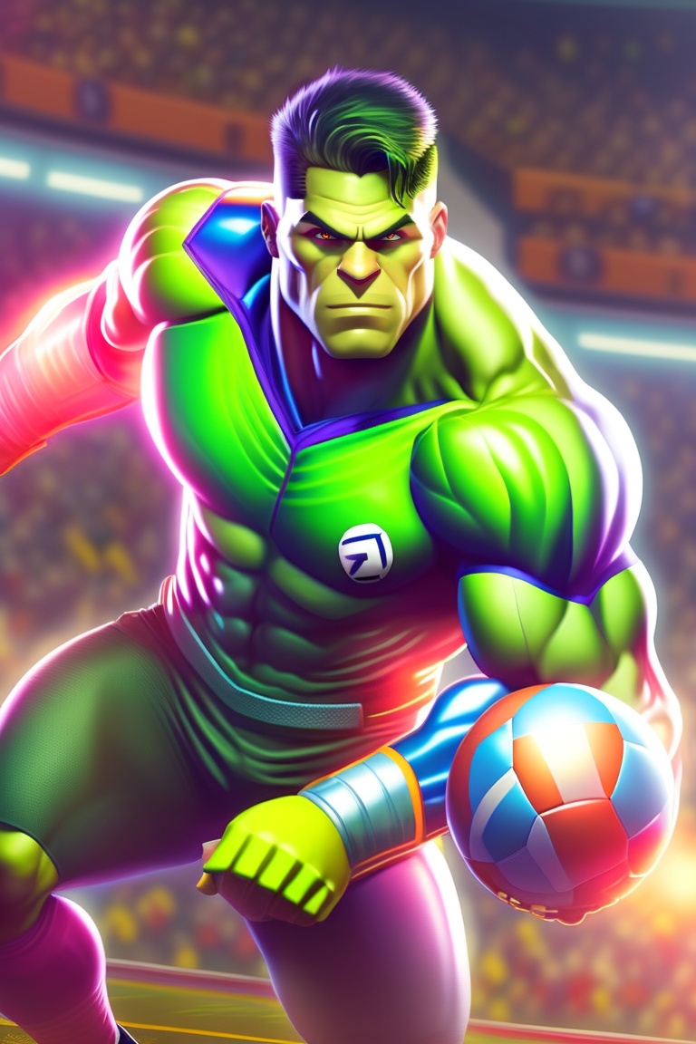 Lexica - Hulk with foot ball in a foot ball stadium , portrait stunning ...