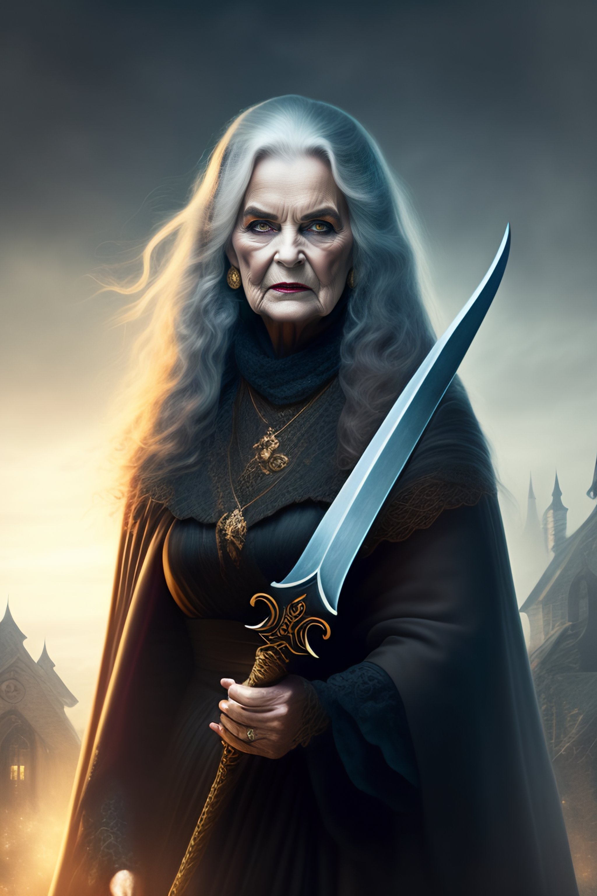 Lexica - Portrait a terrifying horror old witch with a mean look ...