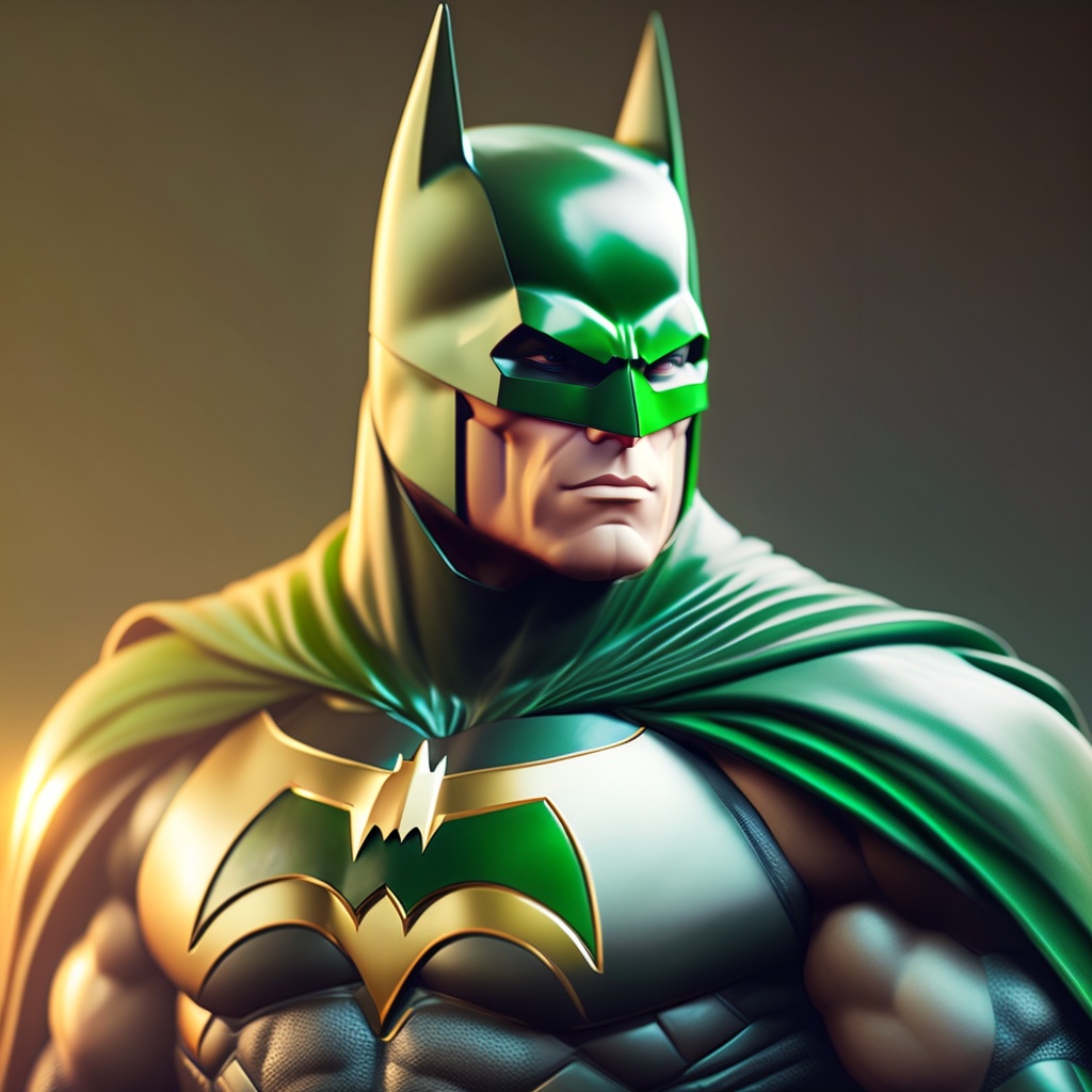 Lexica - Batman wearing green colour extra detail, 8k uhd