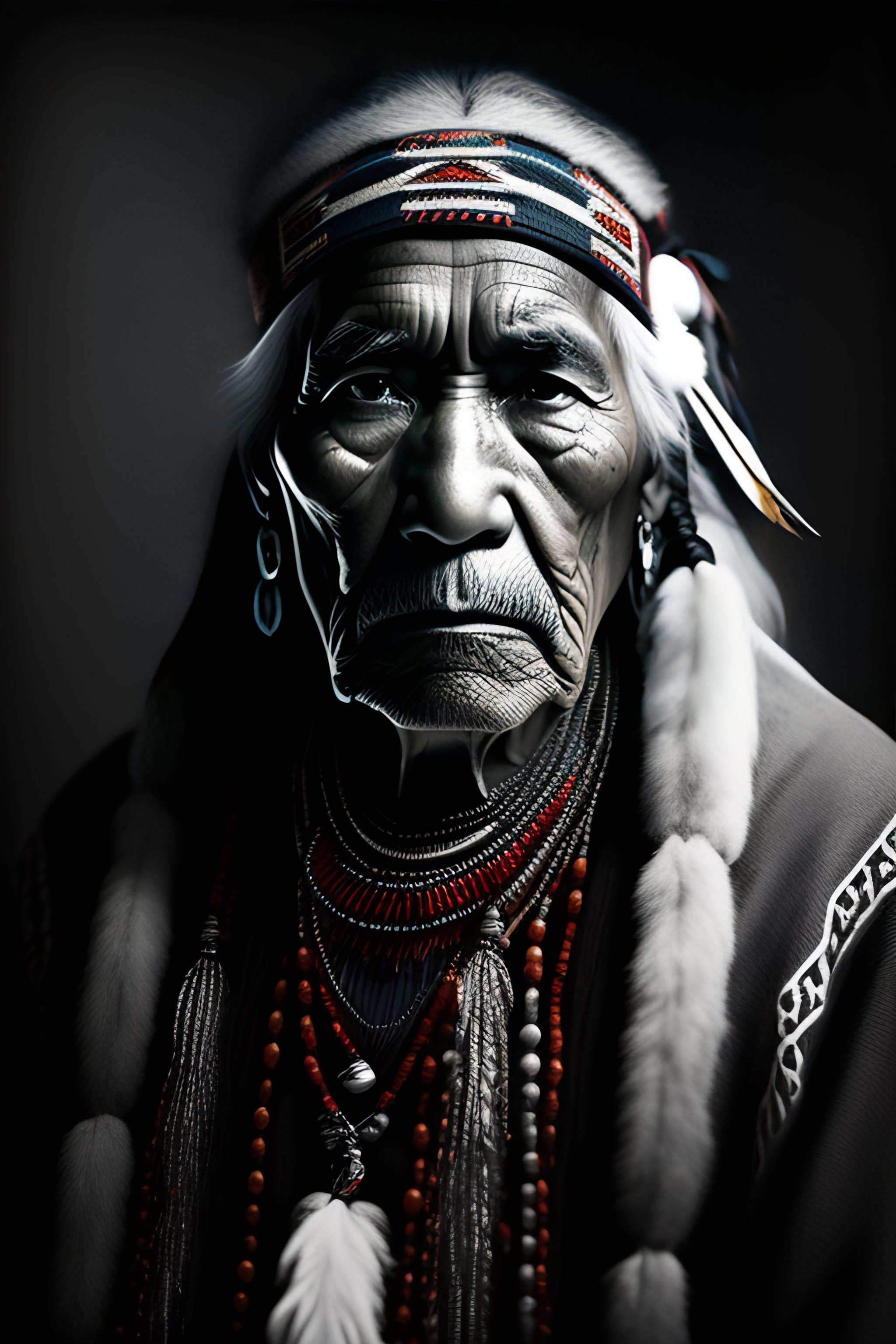 Lexica - Stoic native american elder in a rembrandt style with ...