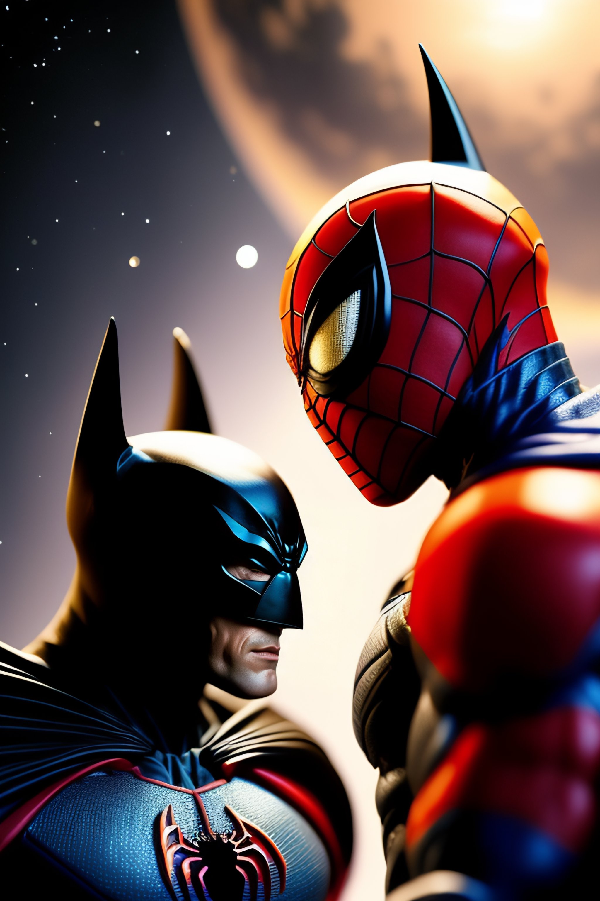 Lexica - Spider man vs batman on the moon