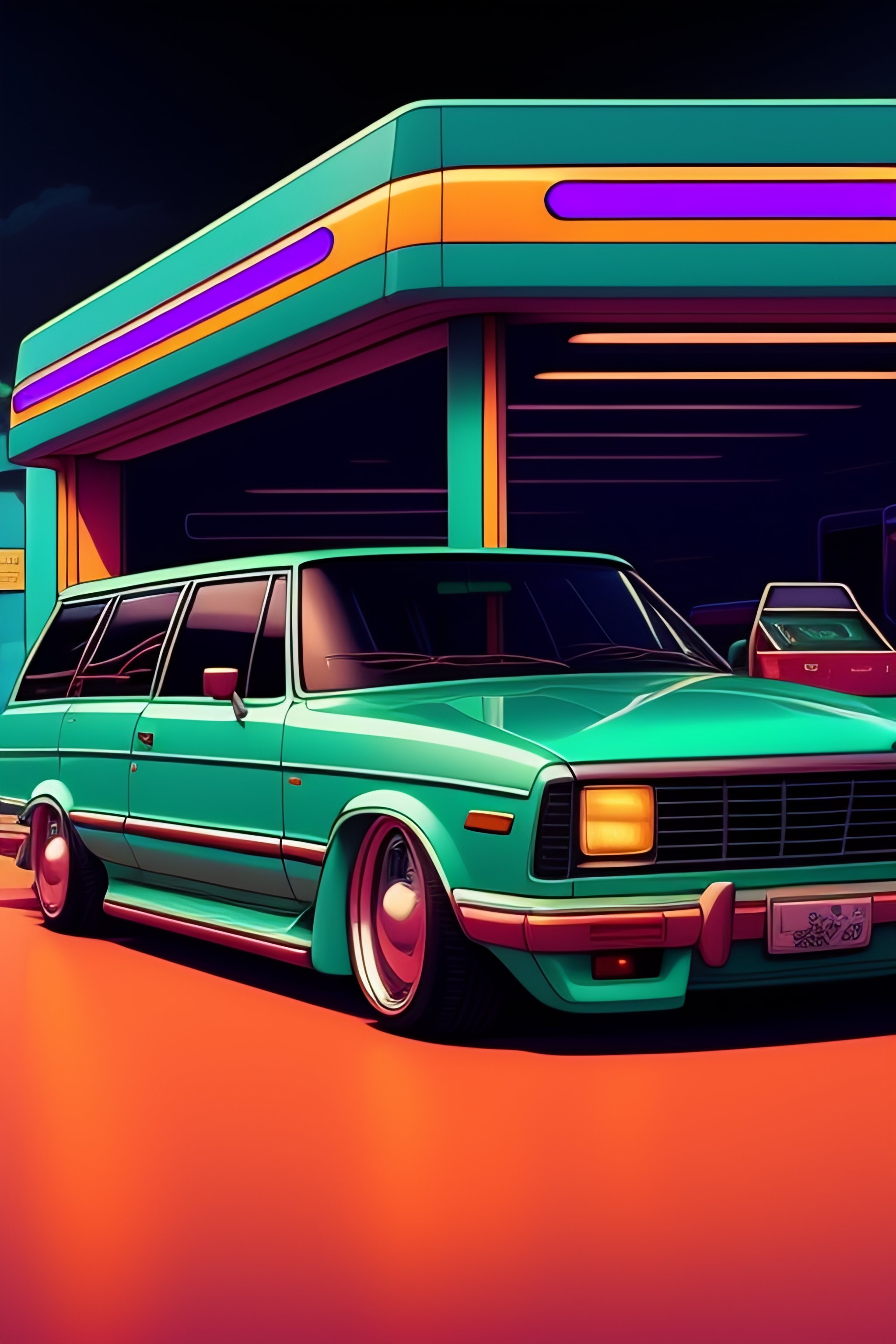 Lexica - Volvo station wagon 850 ,in the style of 90's vintage anime ...