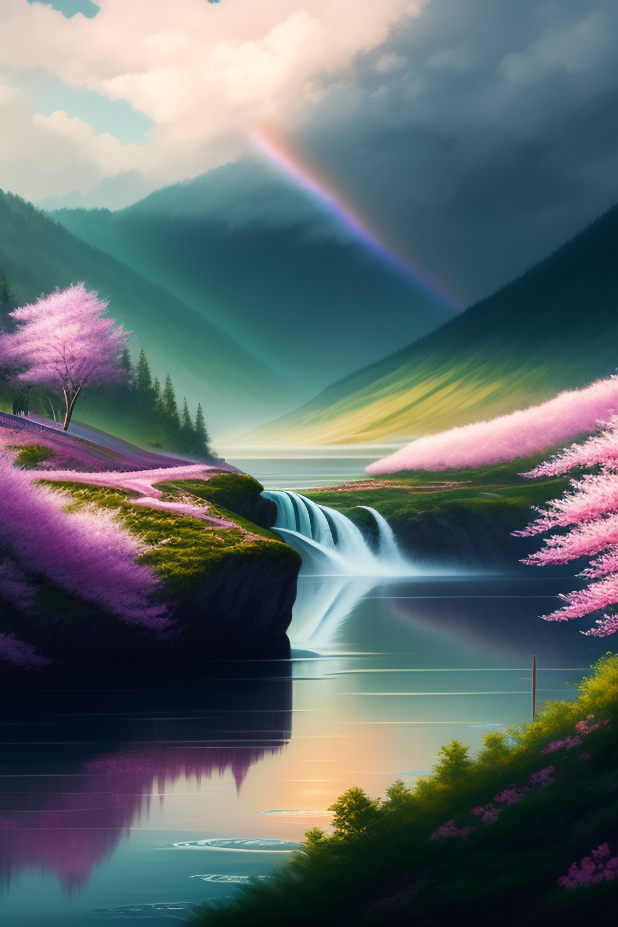 Lexica - Hyper detailed landscape, Thunder rumbled and it rained, and ...