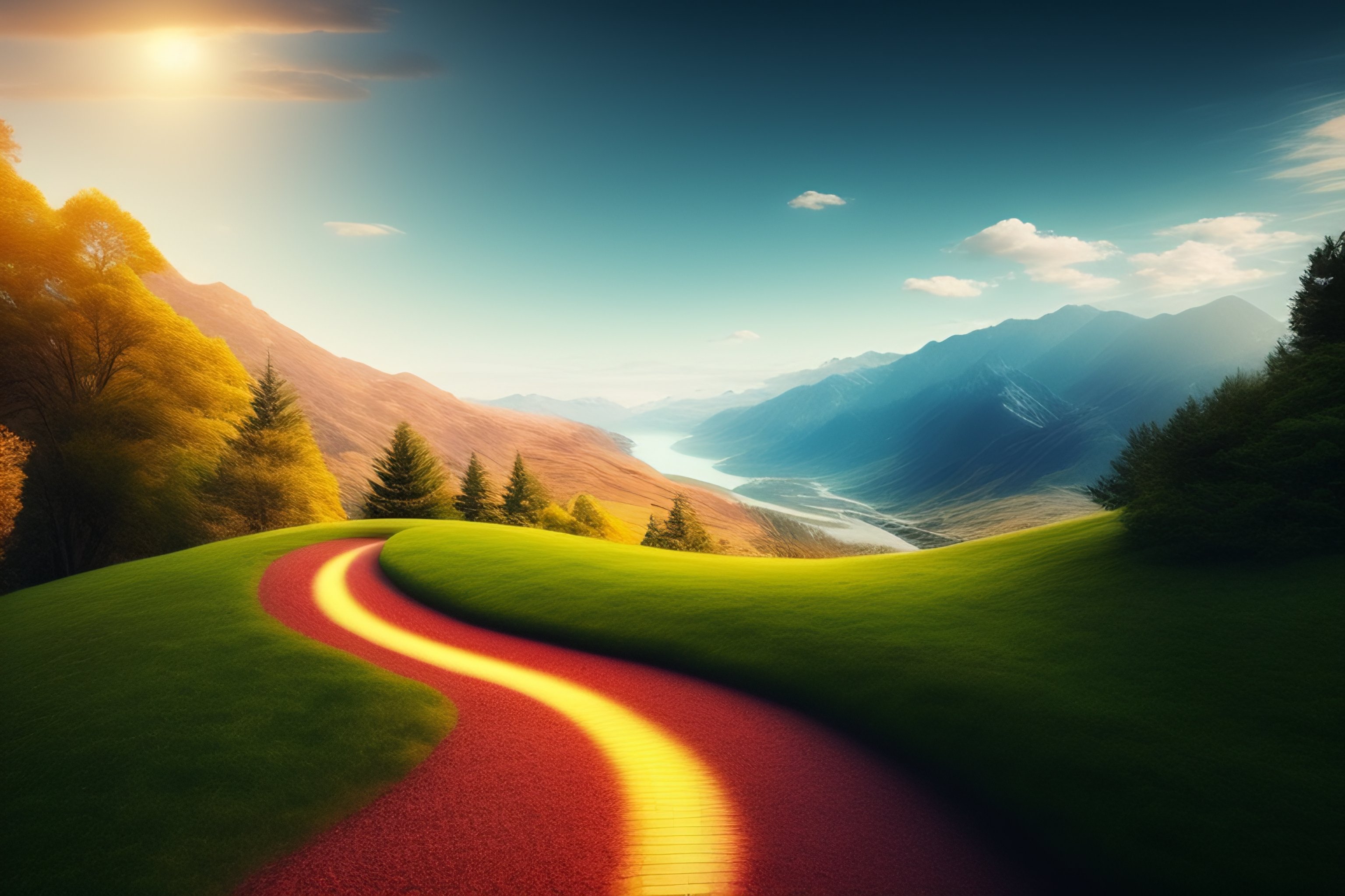 Lexica - Imagine of a winding path towards the future with various ...