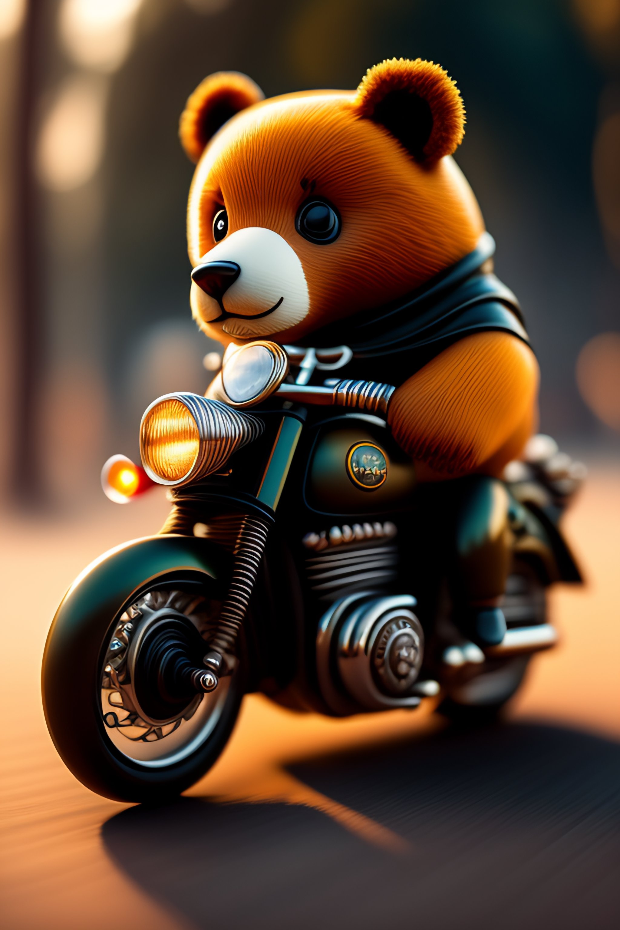 Lexica - Cartoon bear on motorcycle, steampunk, 8k