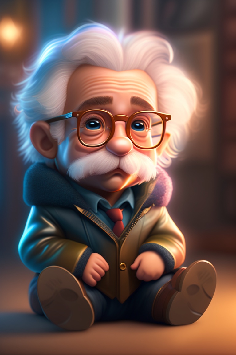 Lexica - Cute small albert einstein sitting, cozy indoor lighting ...