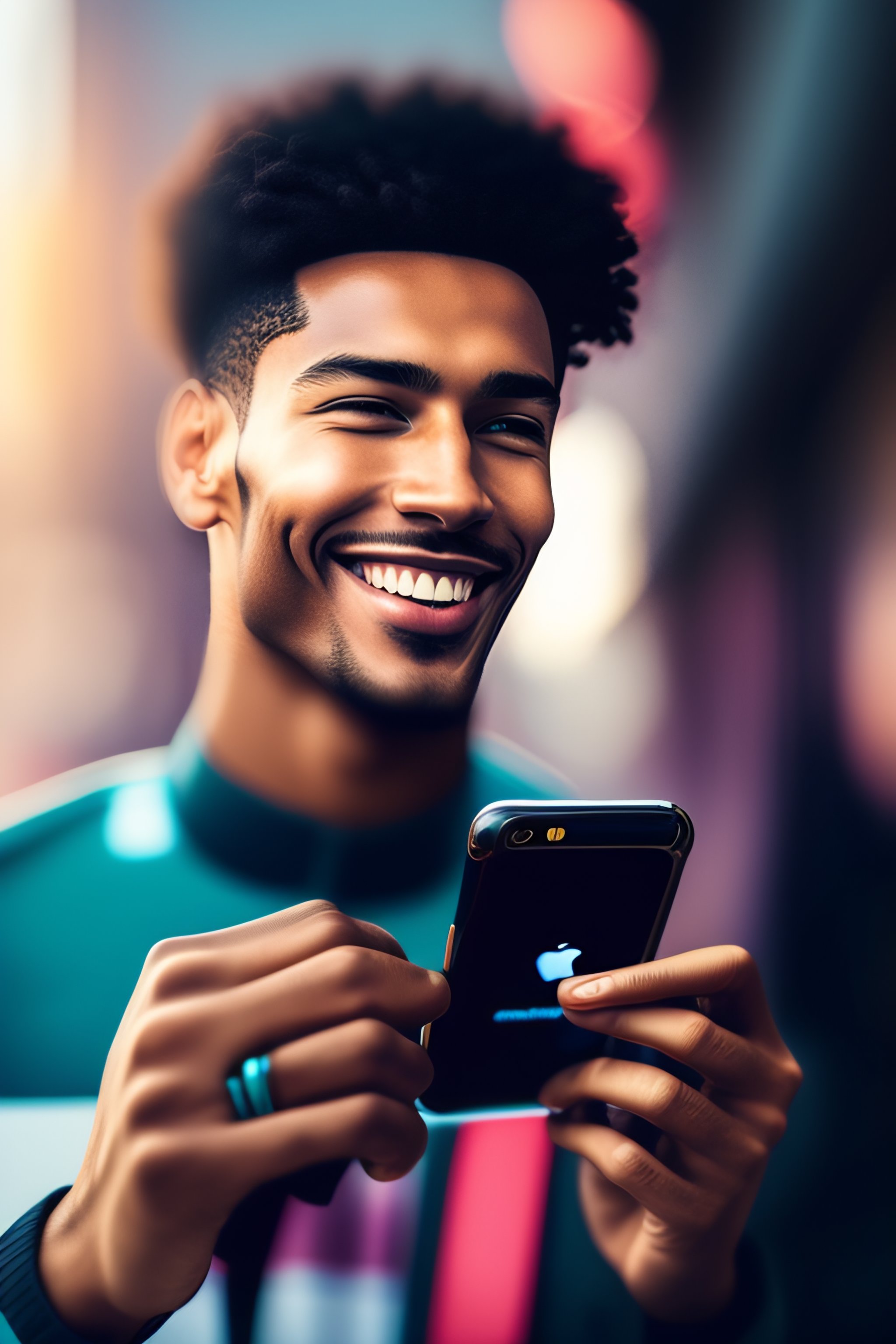 Lexica - A young man taking a selfie of himself with his iPhone