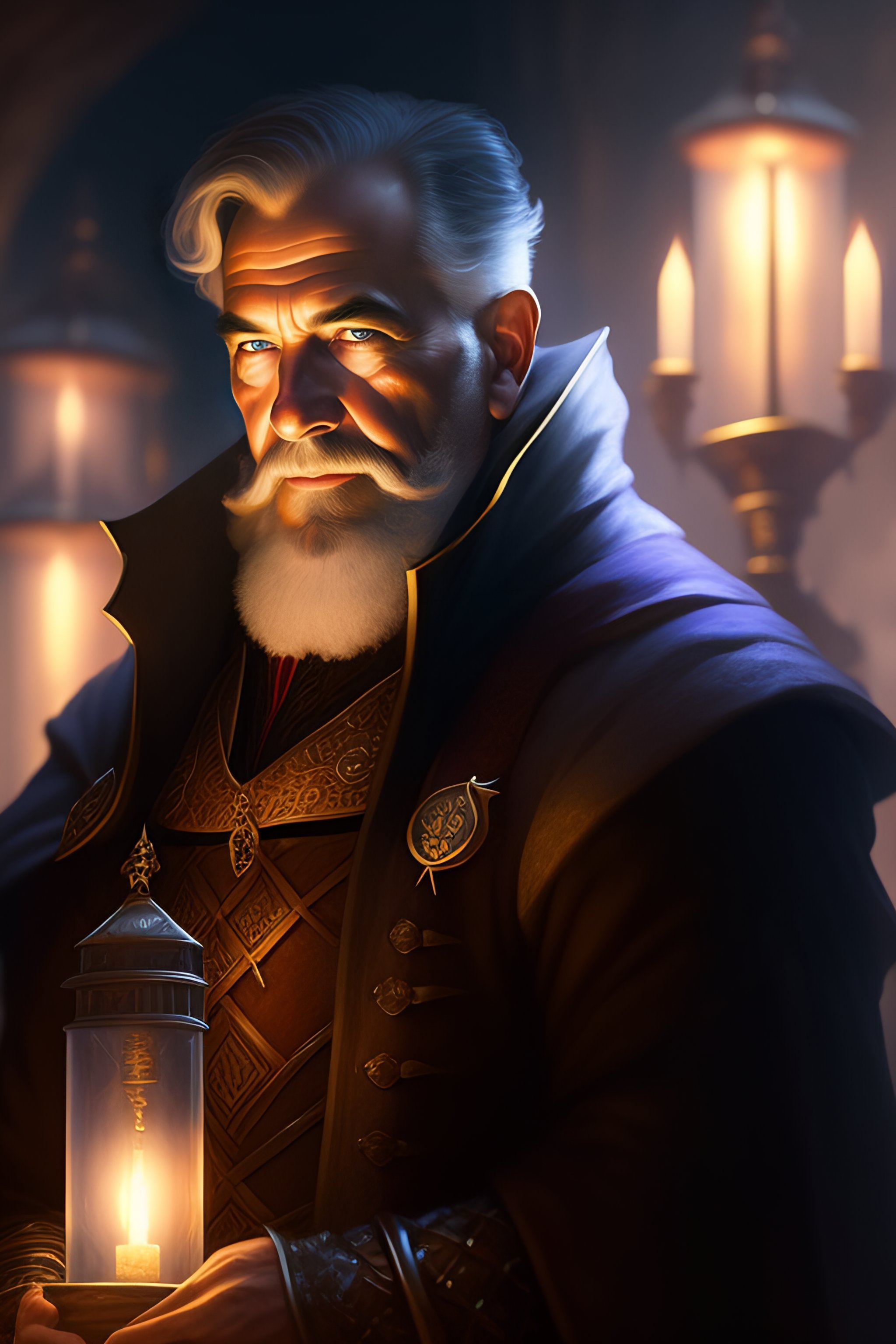 Lexica - Portrait of an old, medieval alchemist in the dark, he is ...