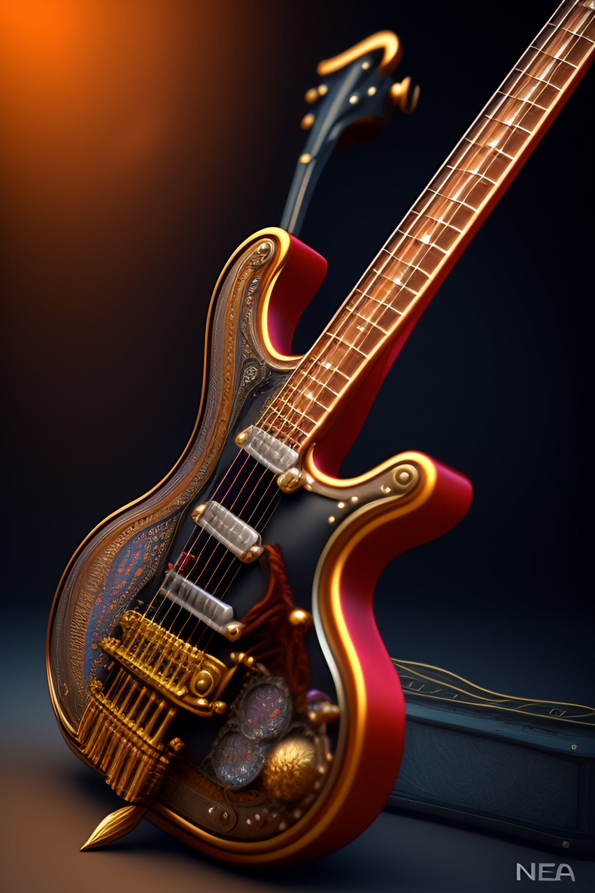 Lexica - Photo of an eccentric steampunk electric guitar with ornaments ...