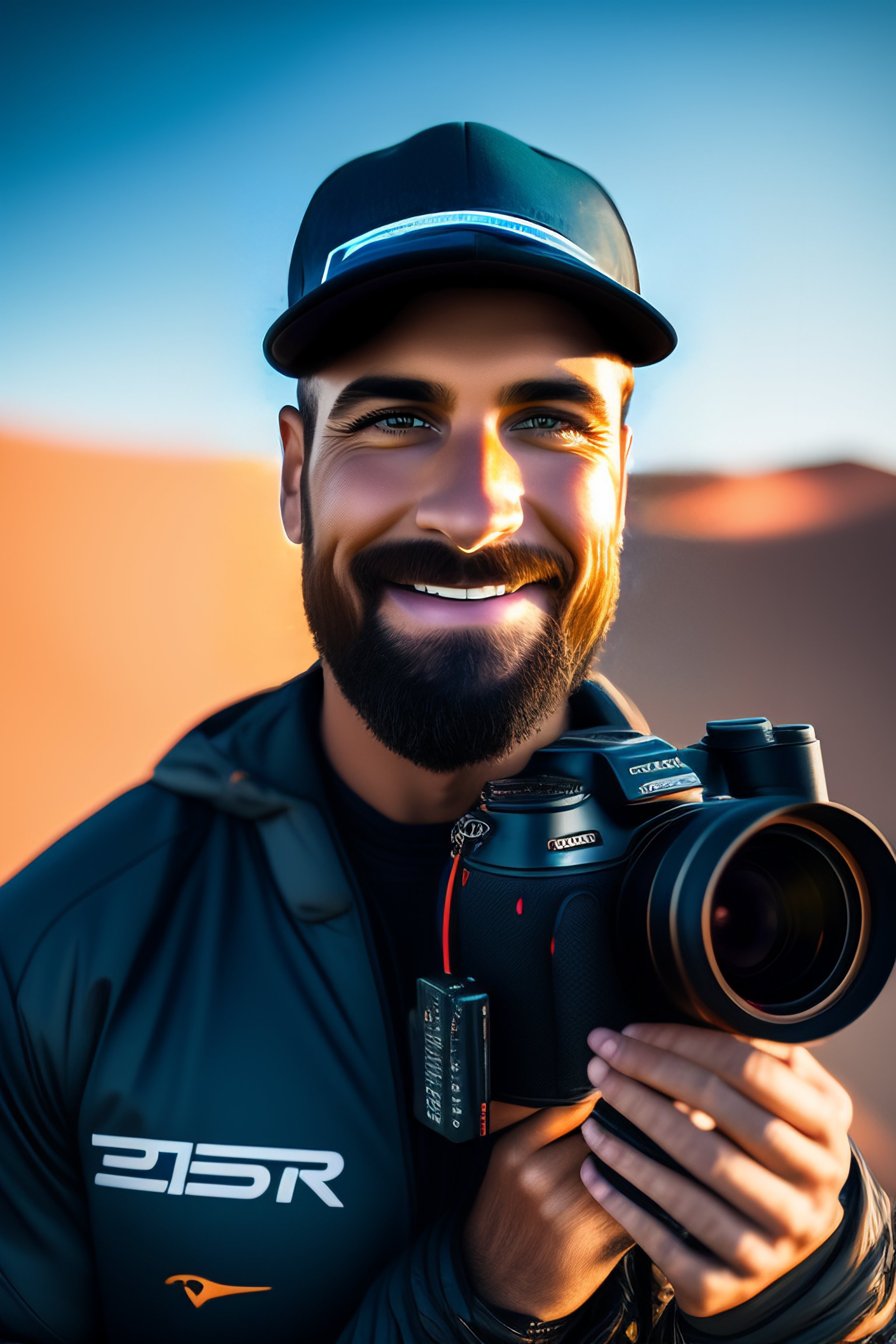 Lexica - Give the camera guy a video camera, change the background to a ...