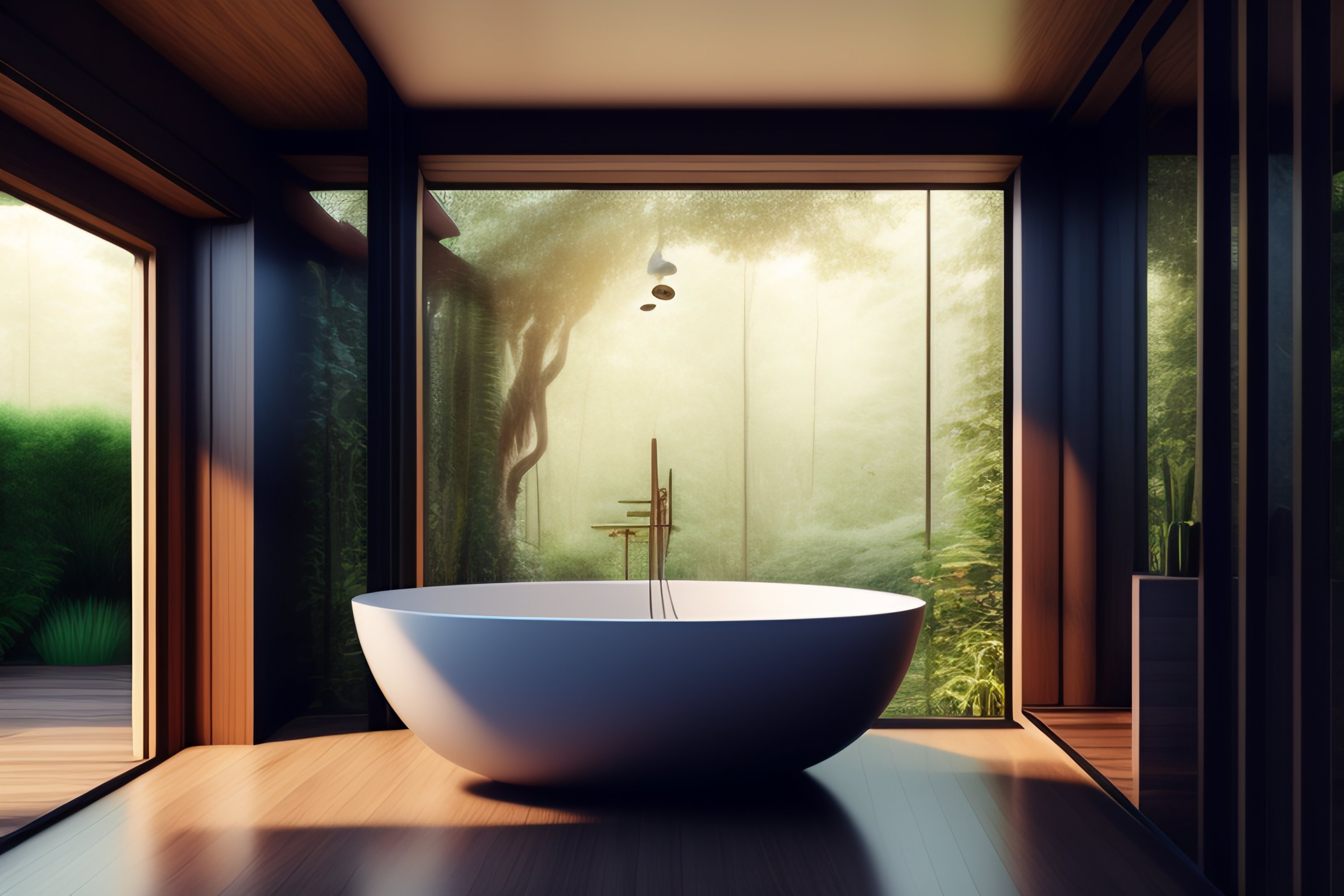 Lexica - Architectural render of master bathroom in a CLT timber house ...