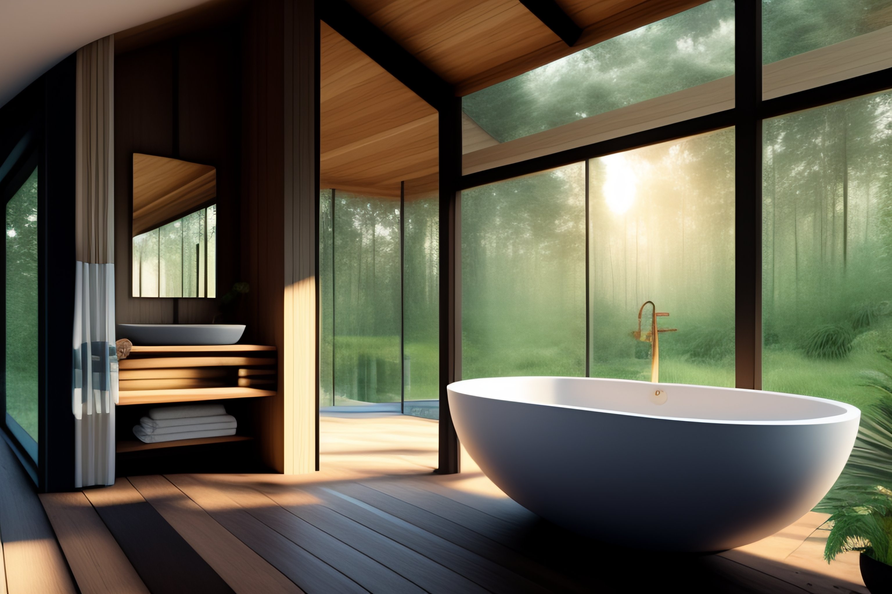 Lexica - Architectural render of master bathroom in a CLT timber house ...