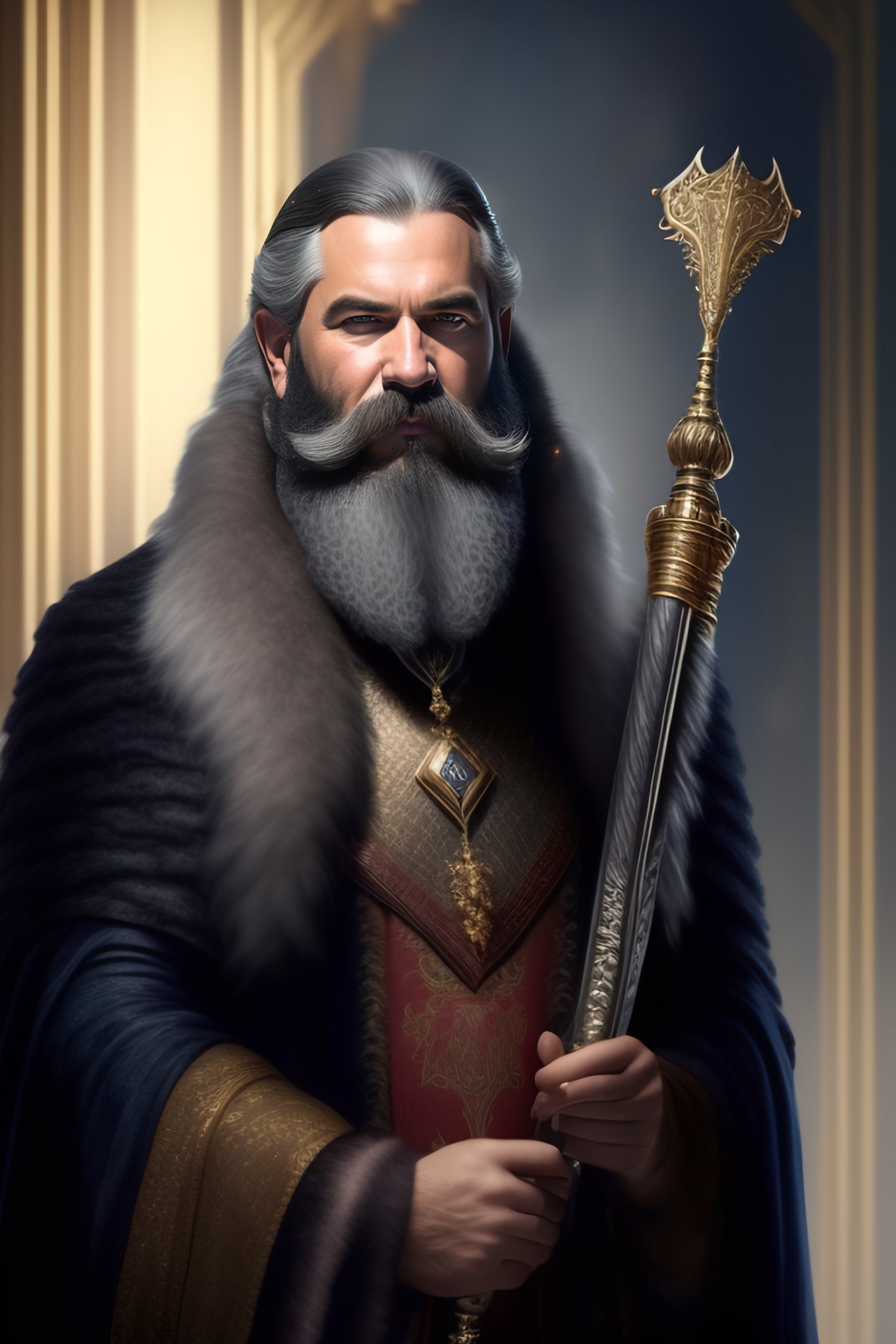 Lexica - A gray-colored dark lord with long beard and very small hands ...