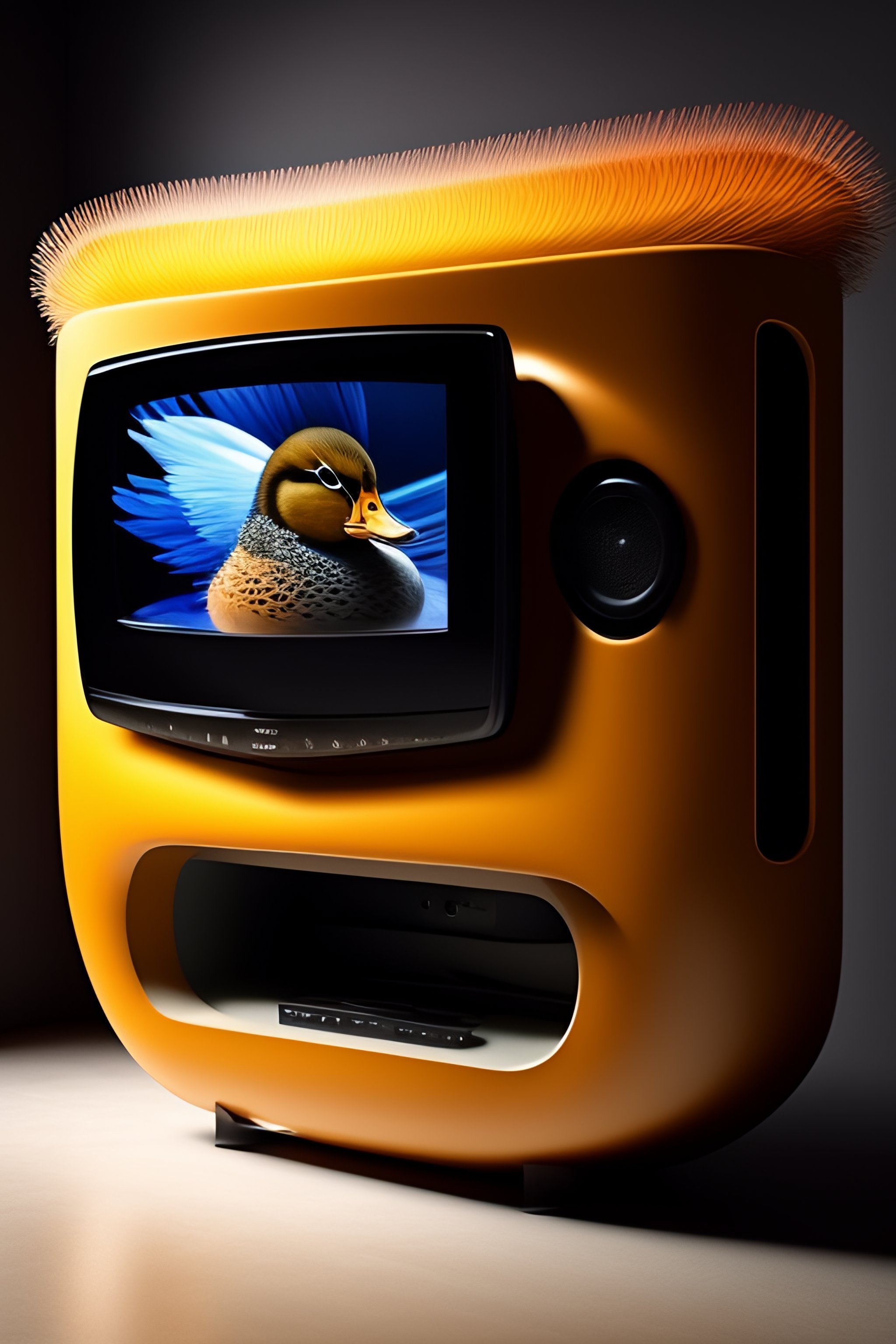 Lexica - Television shaped like a duck made out of feathers