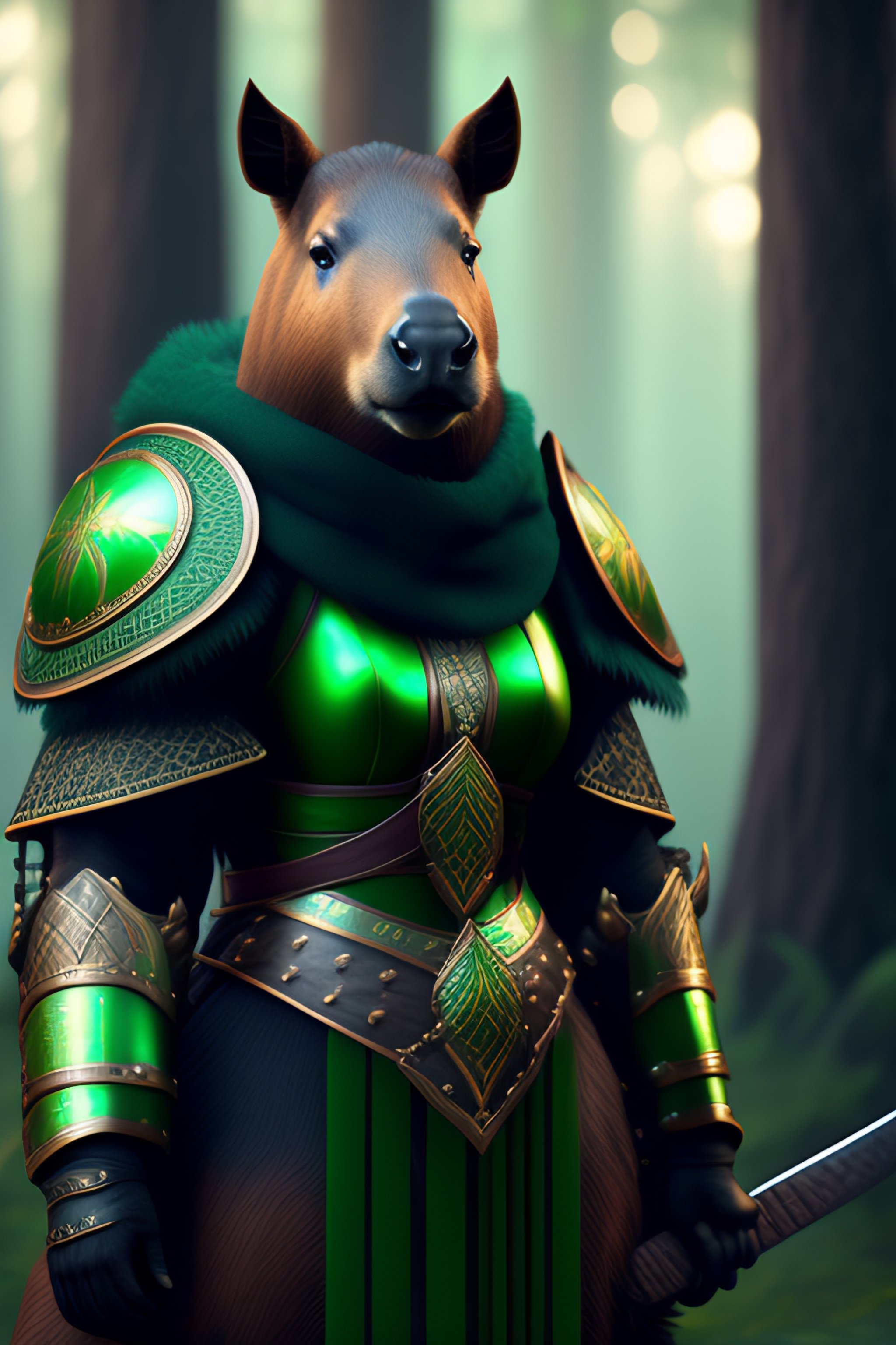 Lexica - A humanoid capybara with ultra detailed facial fur, female ...