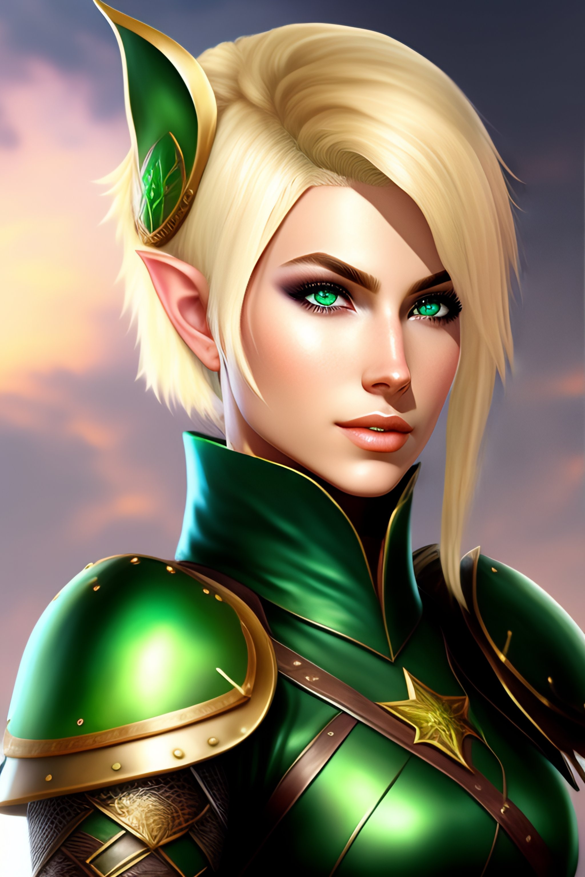 Lexica - Young adult female, leather armour, blonde hair, pixie cut ...