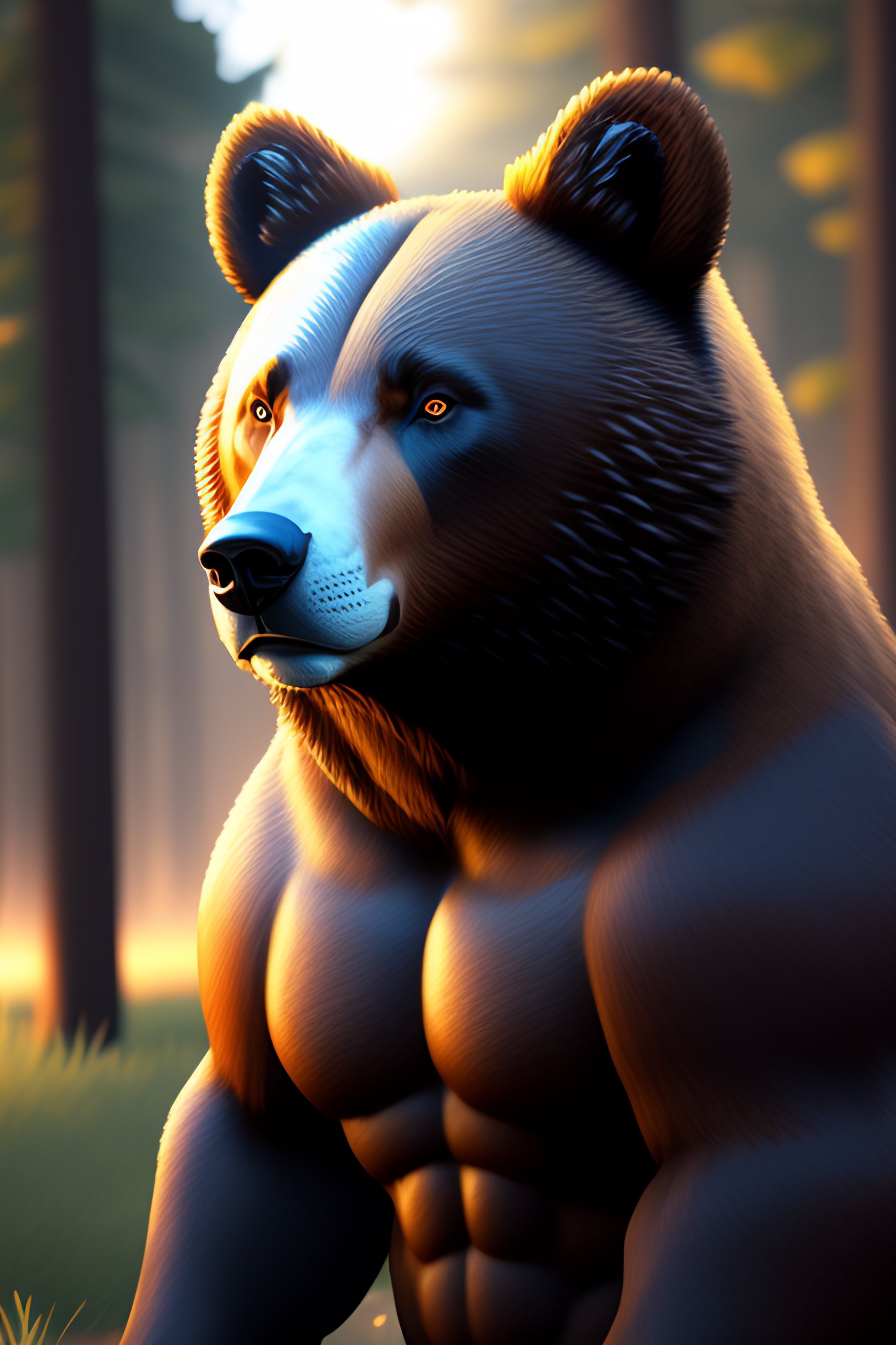 Lexica - Powerfull Bear, realistic, detailed, rpg style
