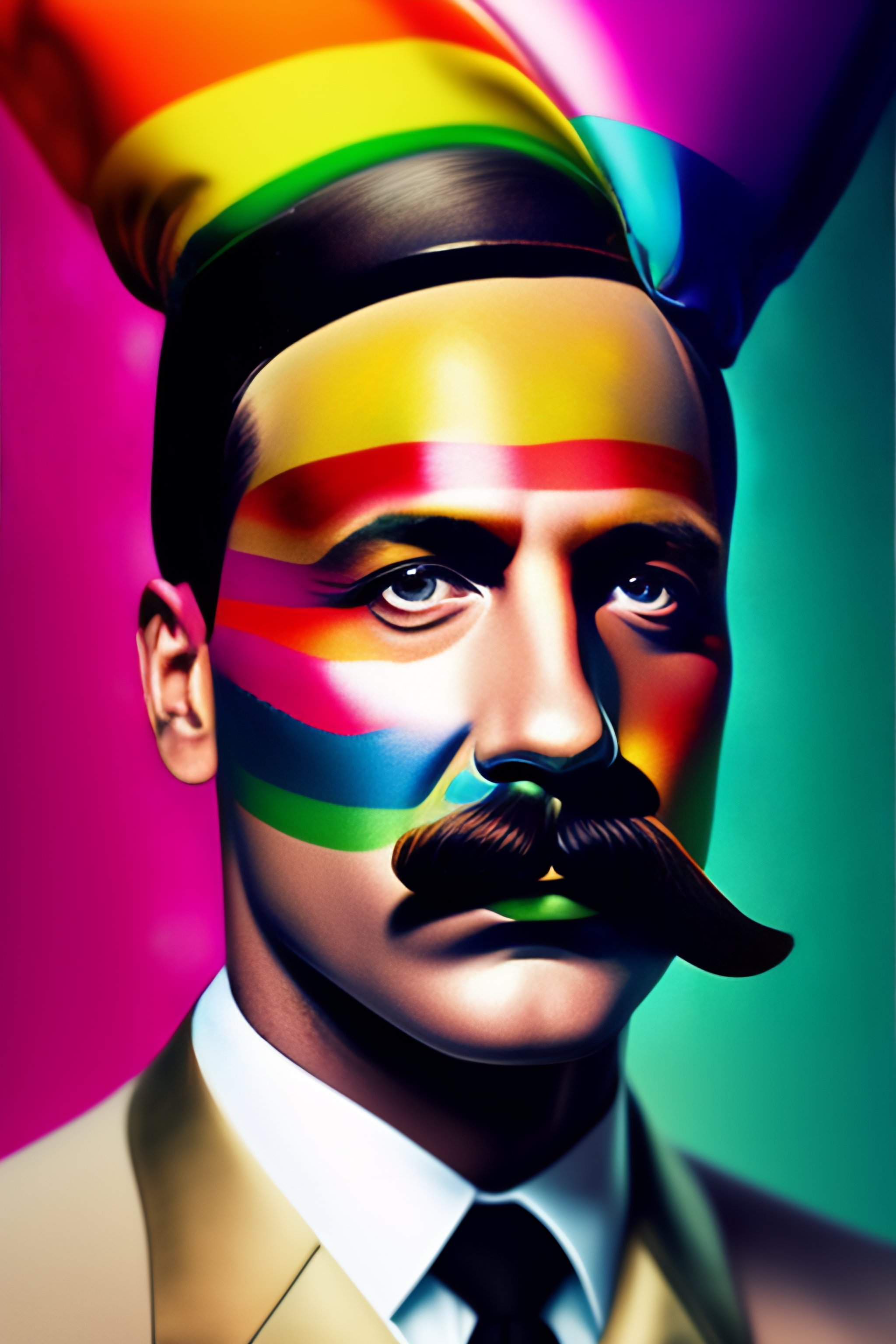 Lexica - Hitler with lgbt coloured moustache