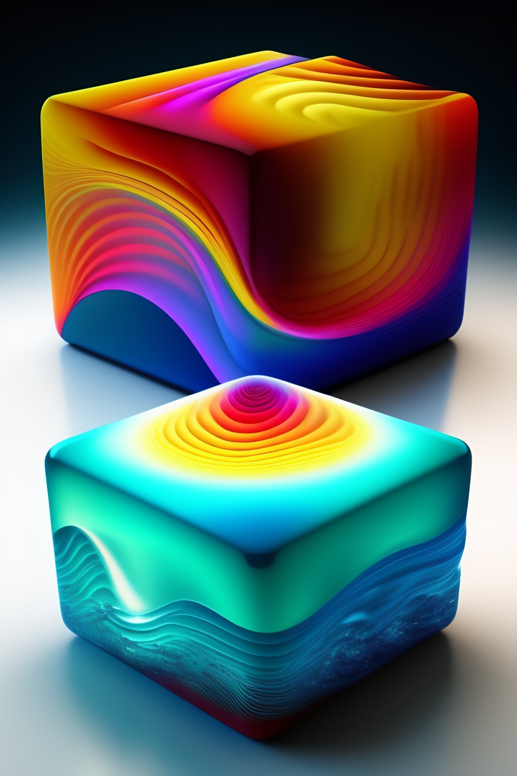 Lexica - Think outside of the box realistic cube with waves all around ...