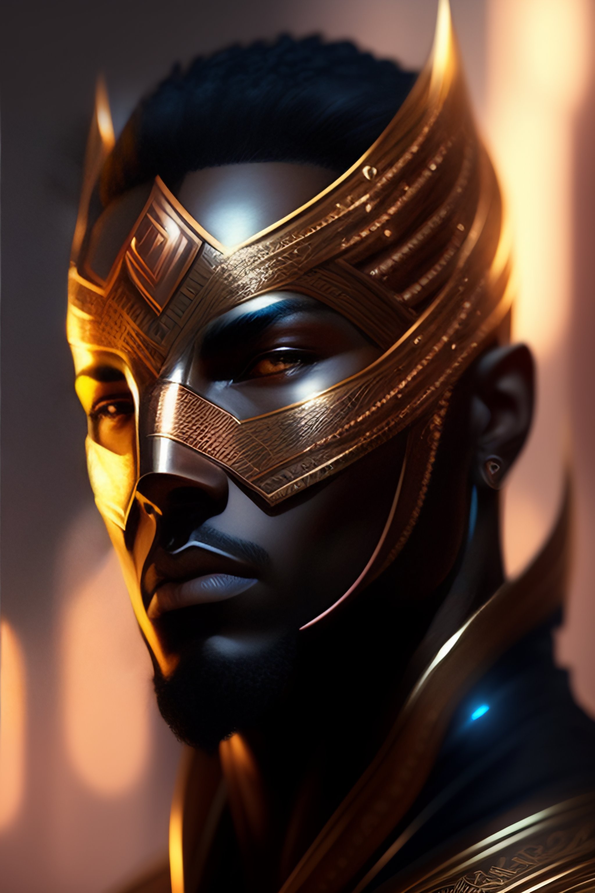 Lexica - Portrait of a masked god, copper wires, intricate, headshot ...