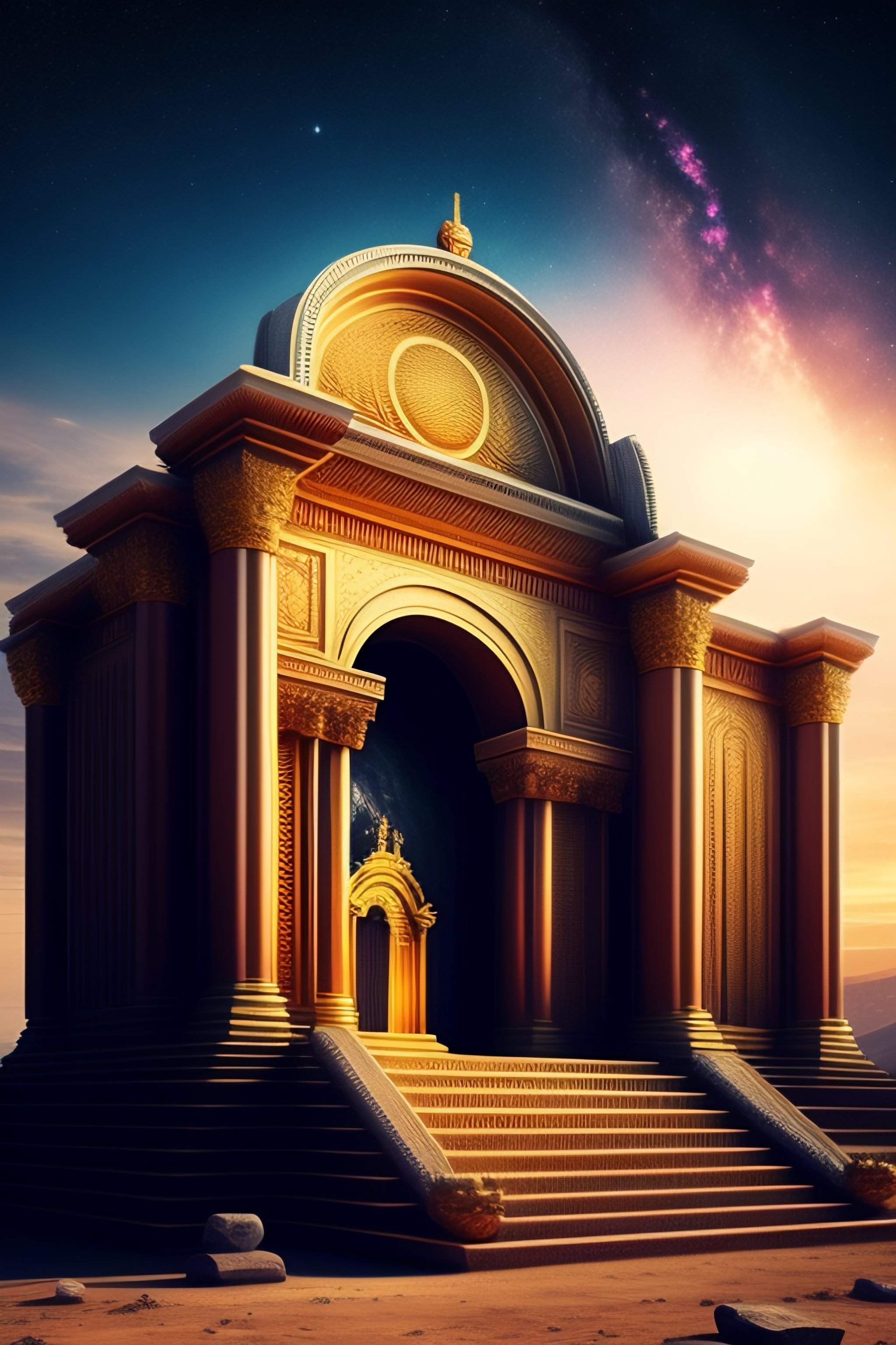 Lexica - A great temple. A gigantic image of Jesus Christ on one of the ...