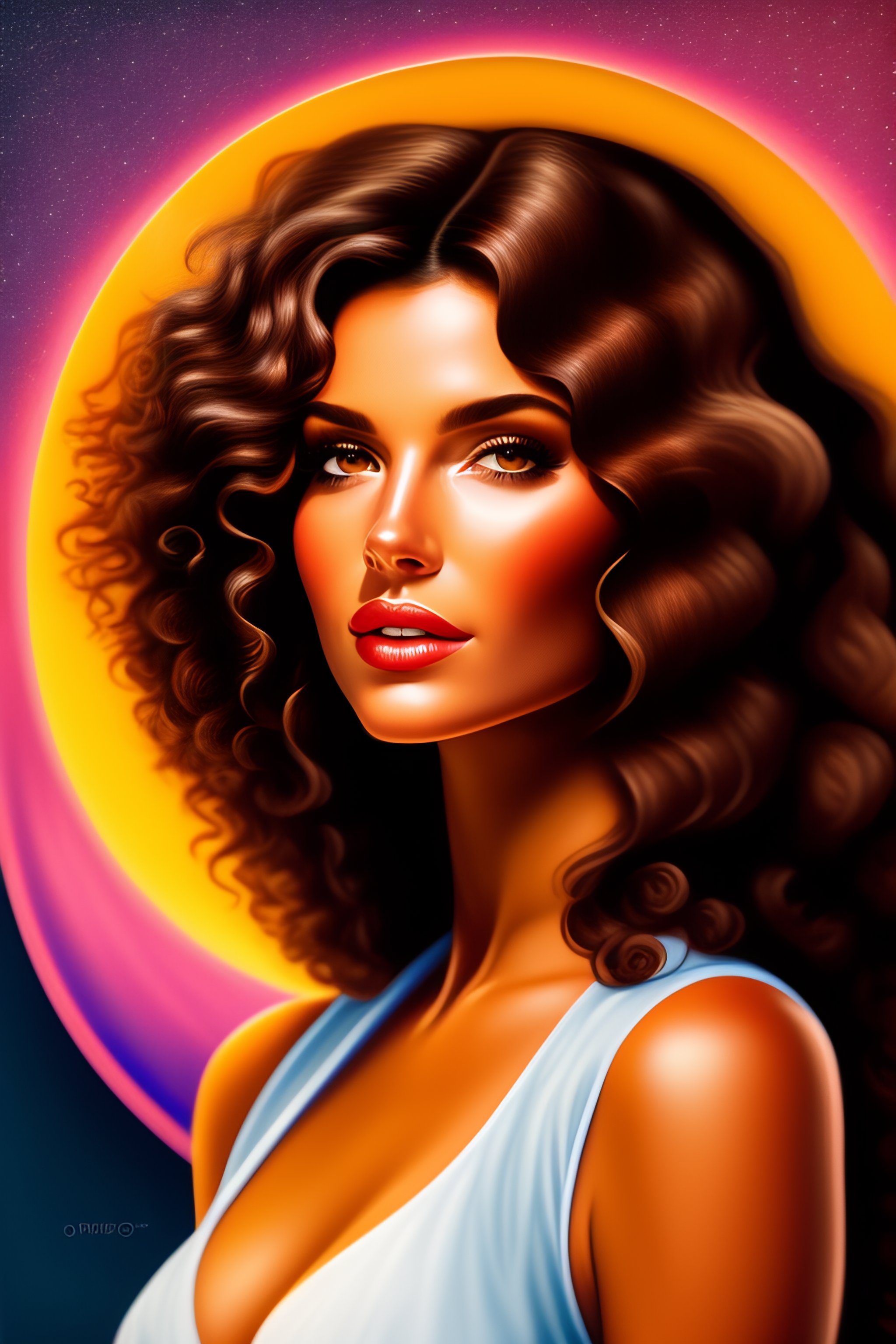 Lexica - Animated drawing Curly Brunette woman