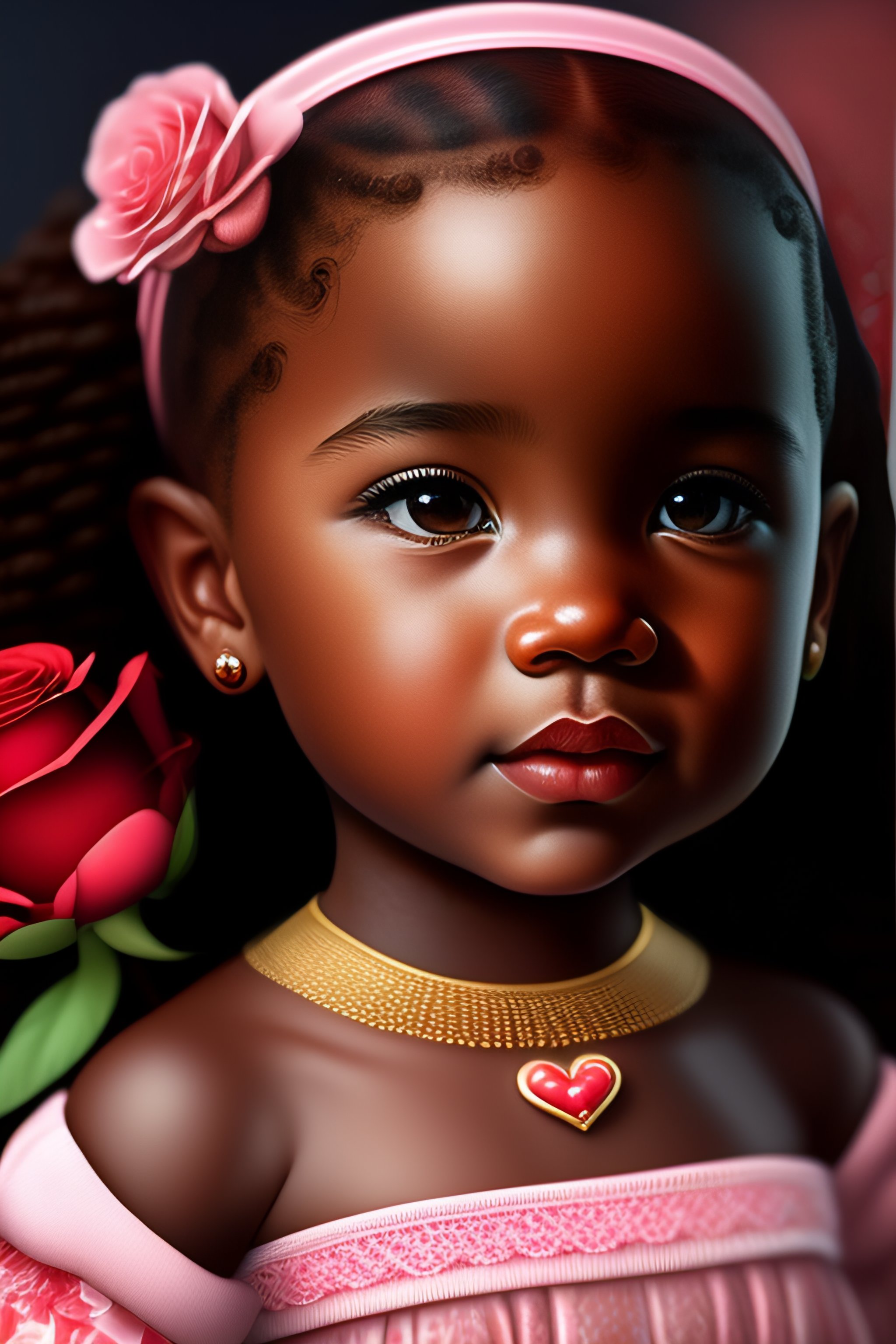 Lexica - Baby Valentine, hearts, roses brown skin girl beautiful ...