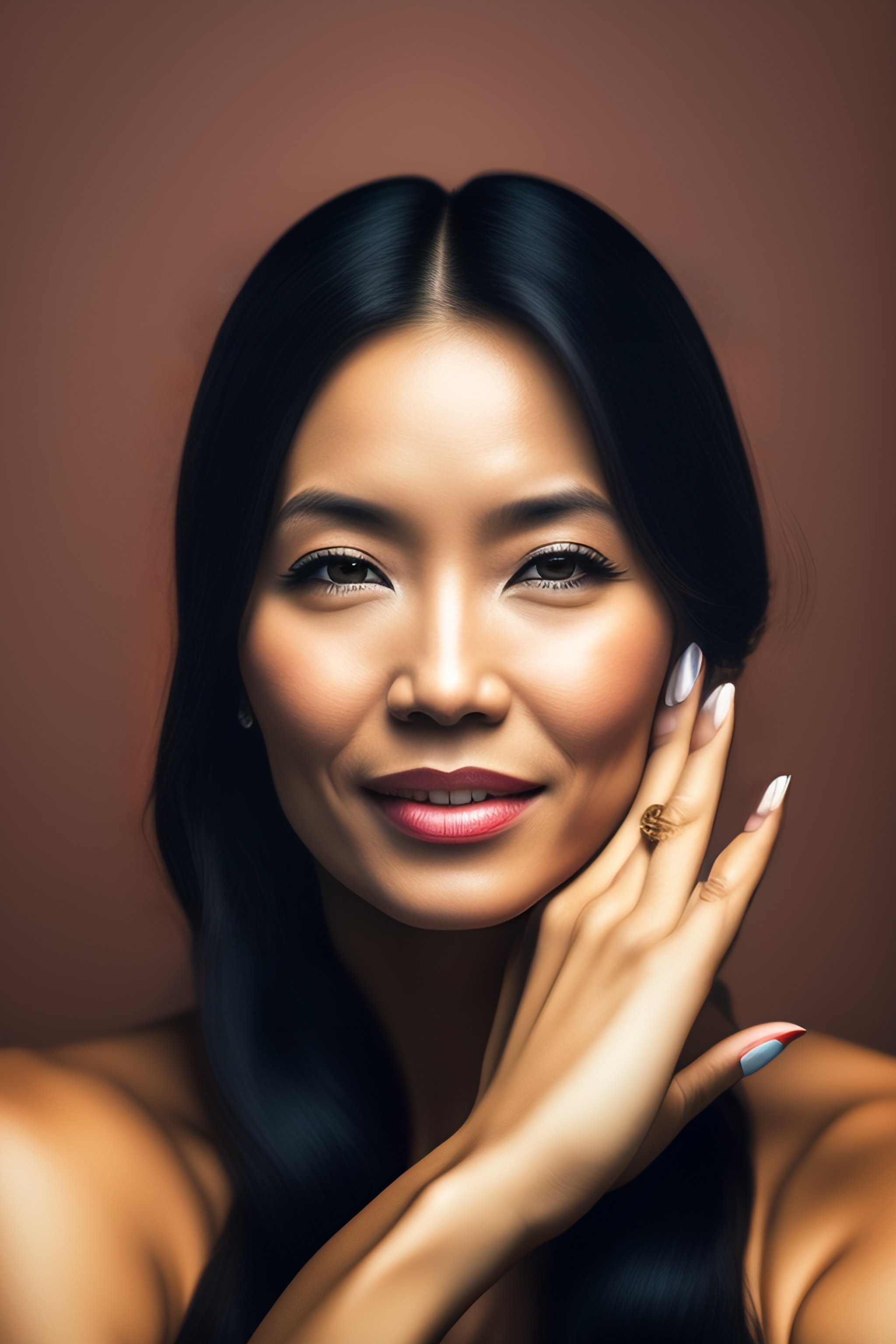 Lexica - A full shot portrait of a woman visible hands