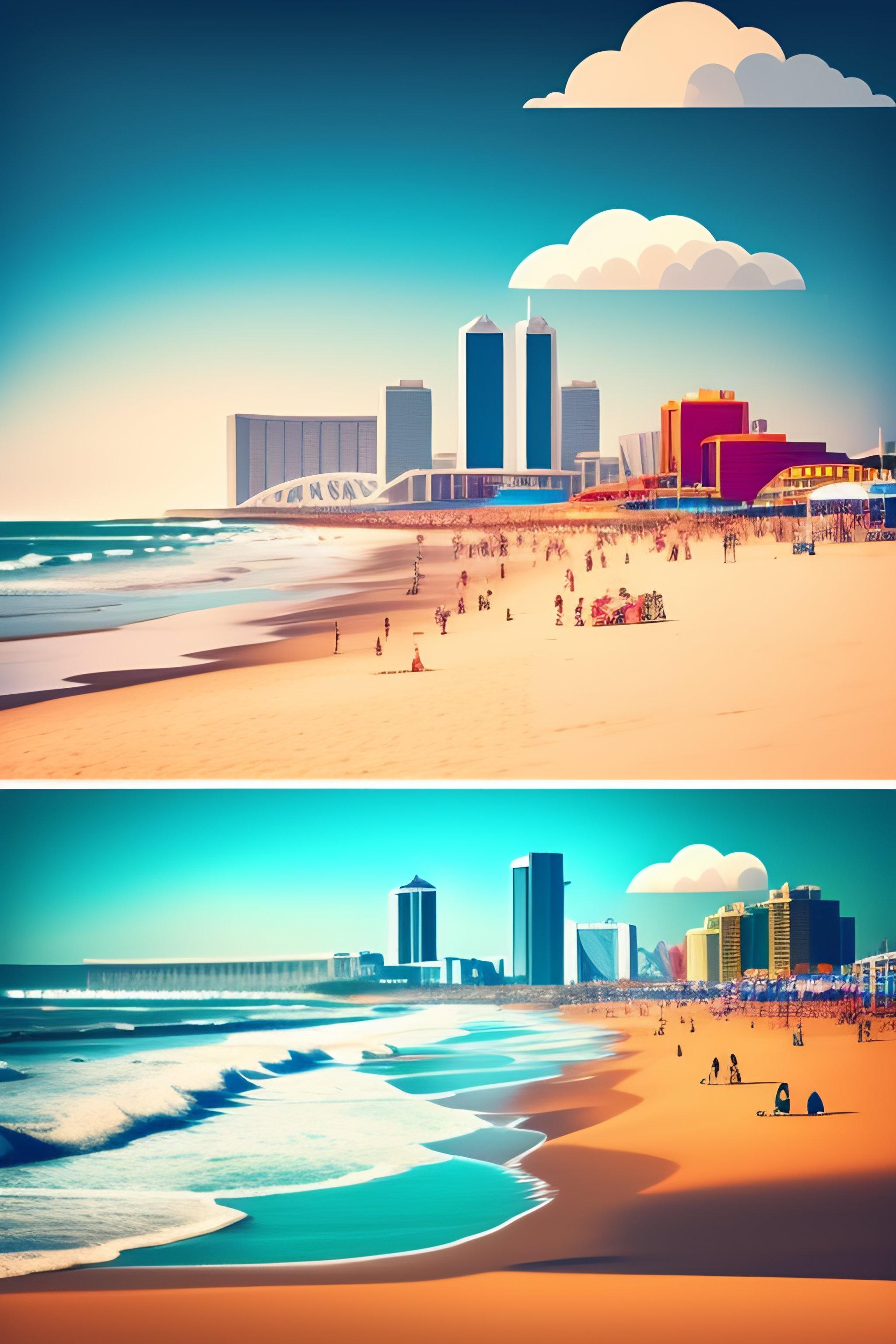 Lexica - In a vector style create an image of Atlantic city including ...