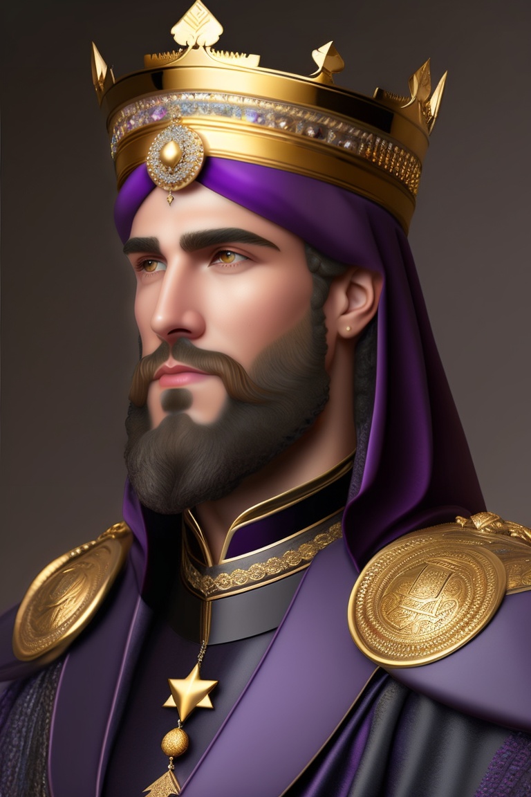 Lexica - King Solomon, king's clothes in purple and gold, crown on his ...
