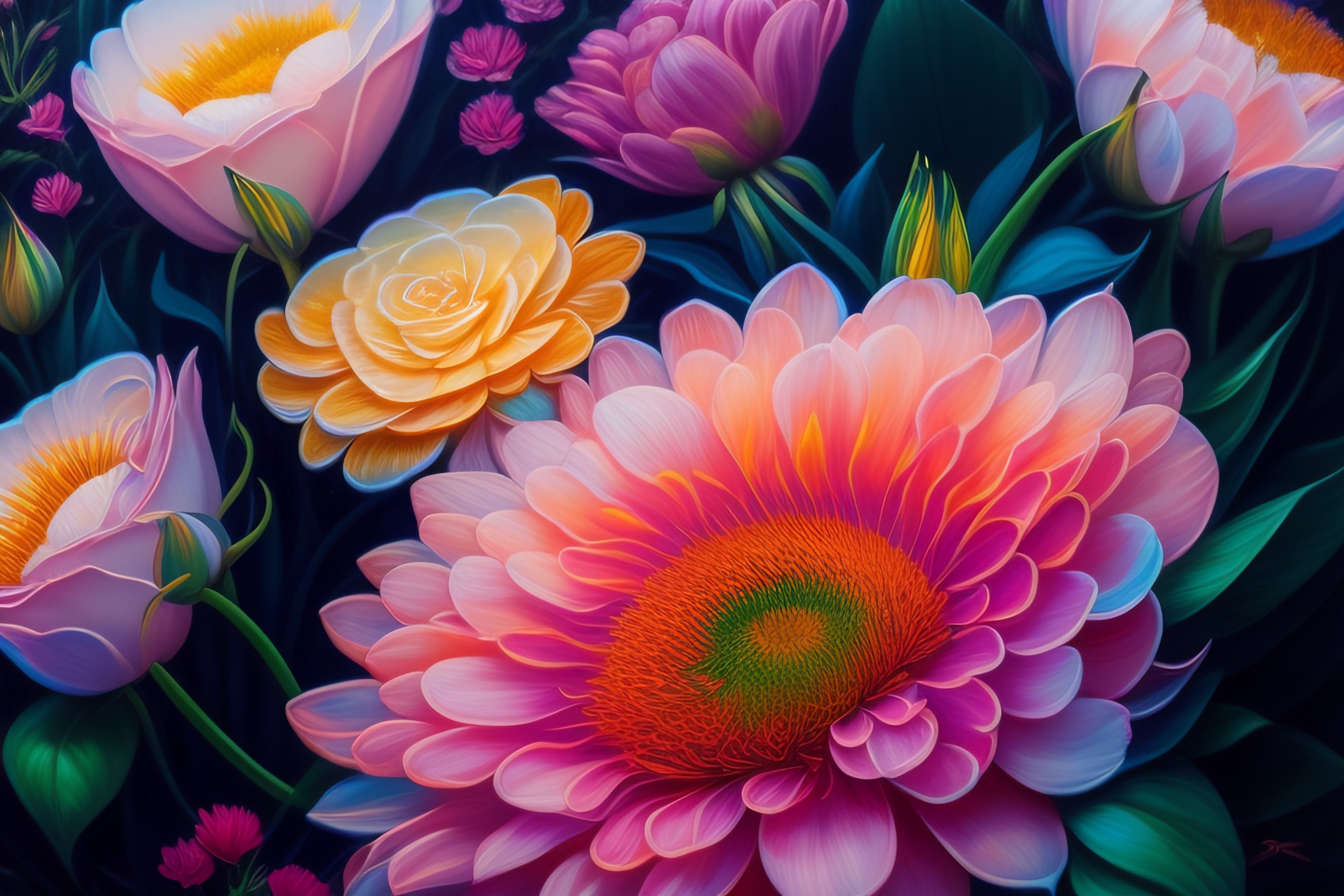 Lexica - A wild group of huge flowers, flowers with very long petals ...