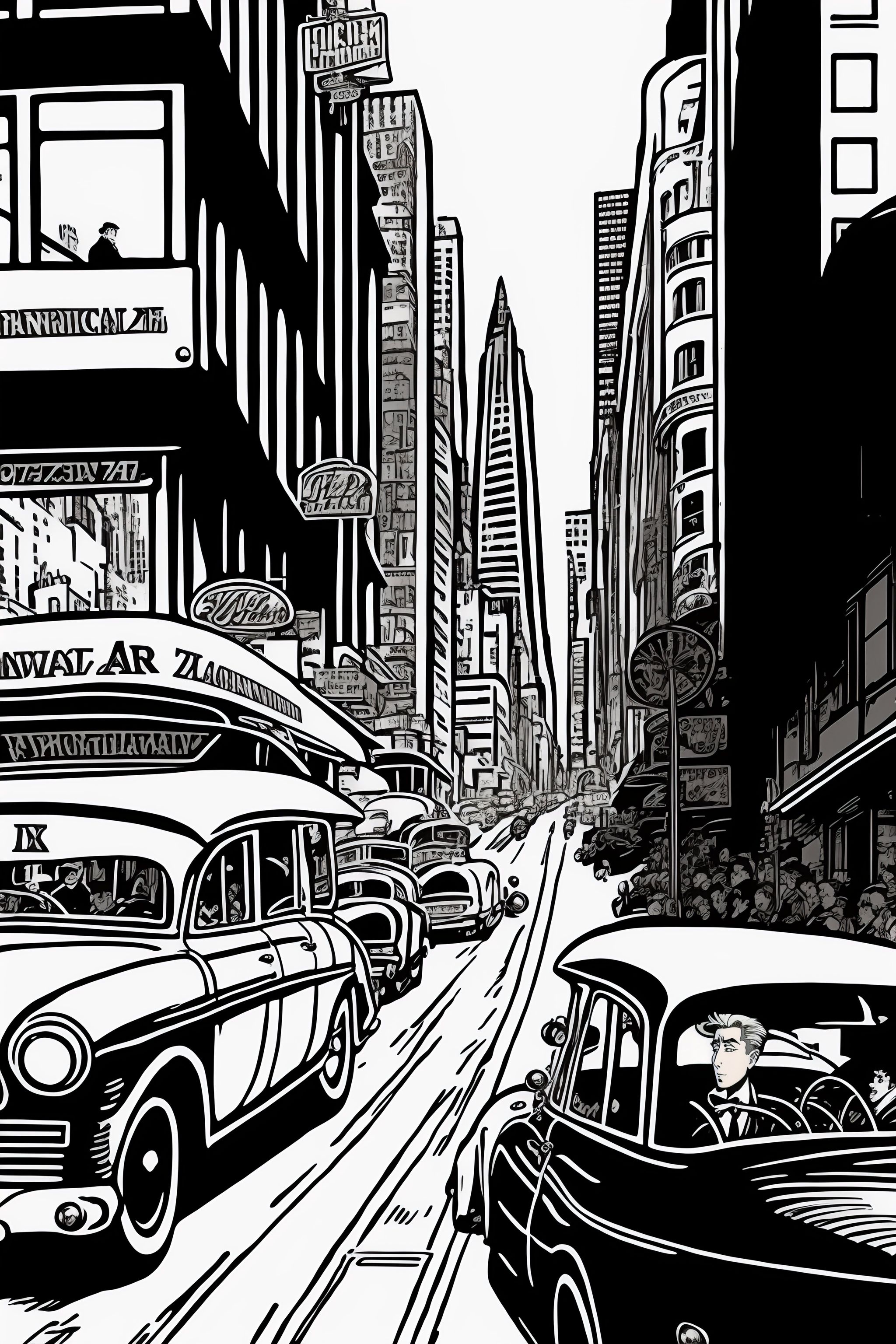 Lexica - Chaotic stunning San Francisco, illustrated by Hergé, style of tin tin comics, pen and ...