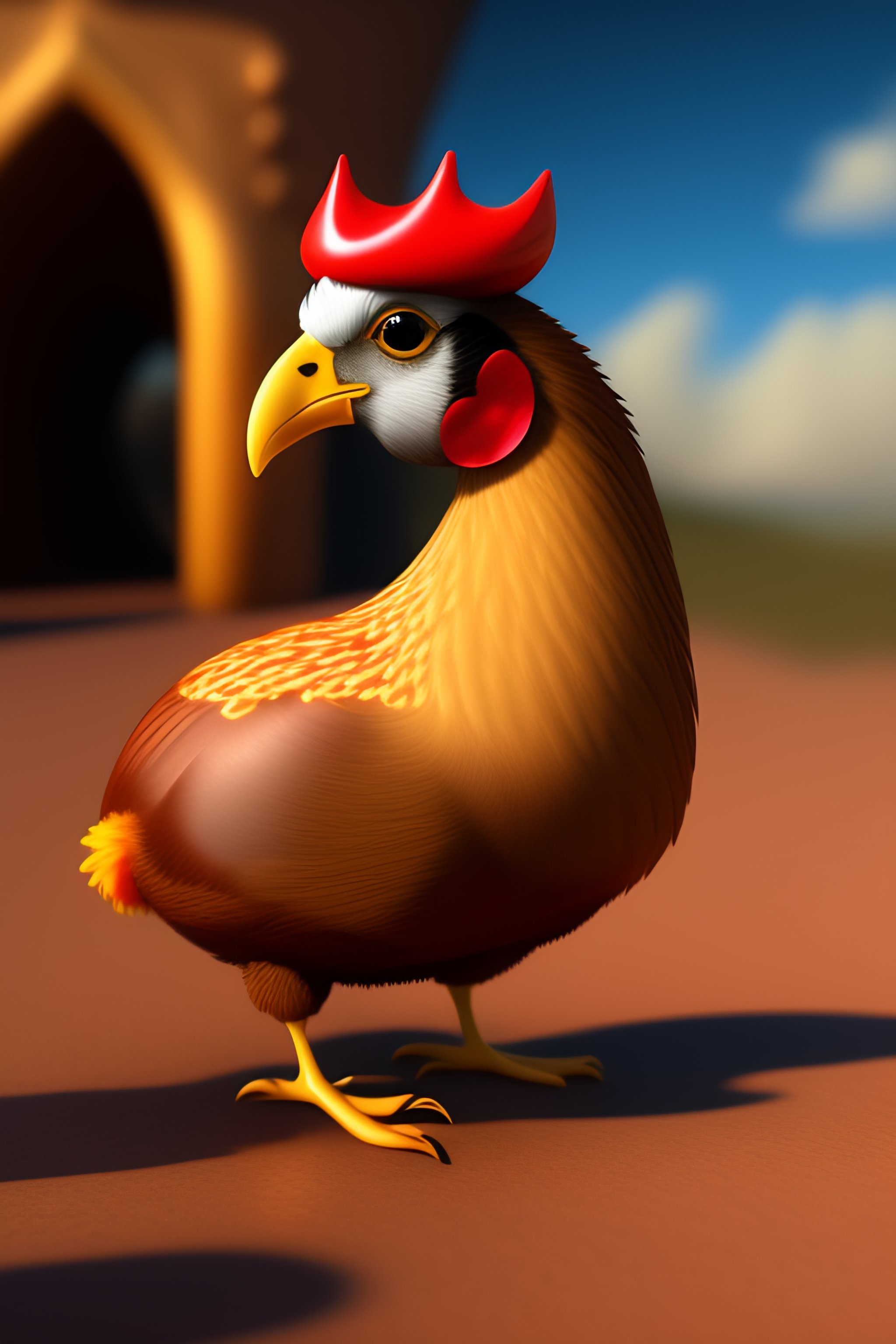 Lexica - Stupid Chiken. 3D cartoon. Funny